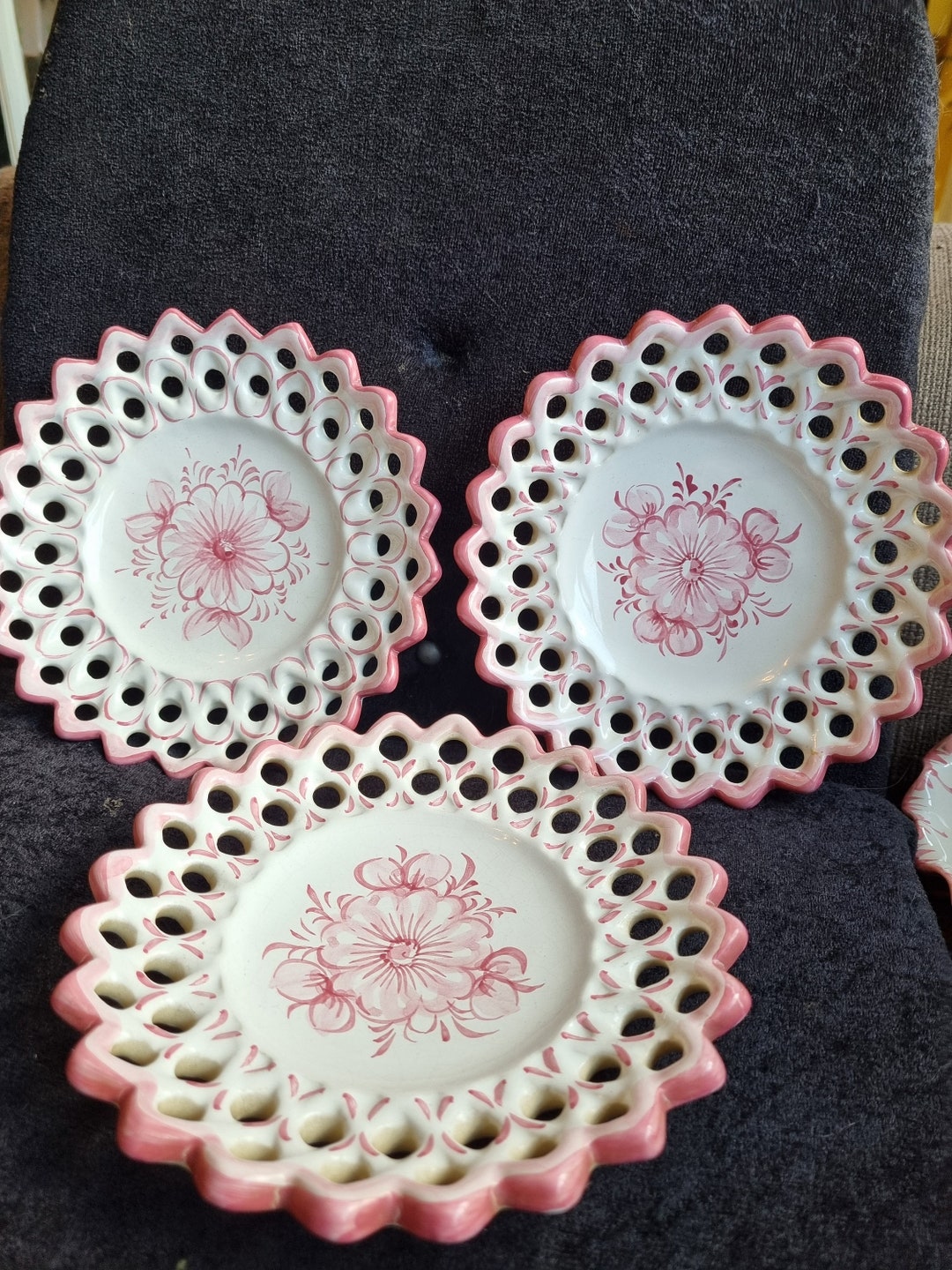 Hand Made Portuguese Majolica Trio of VESTAL Small Wall Plates - Etsy