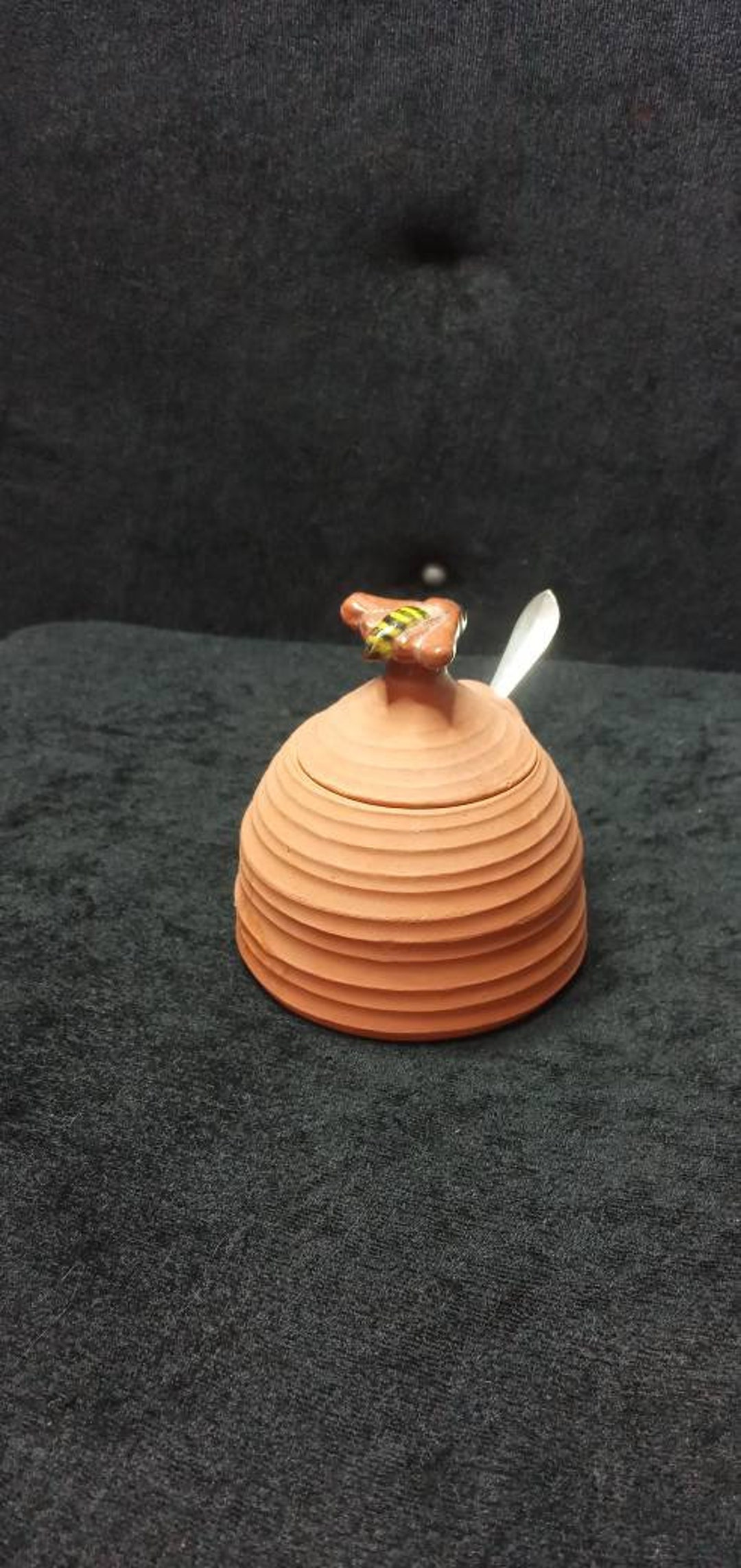 Rustic Hand Thrown Terracotta Bee Hive Shaped Honey Pot.with Glazed ...