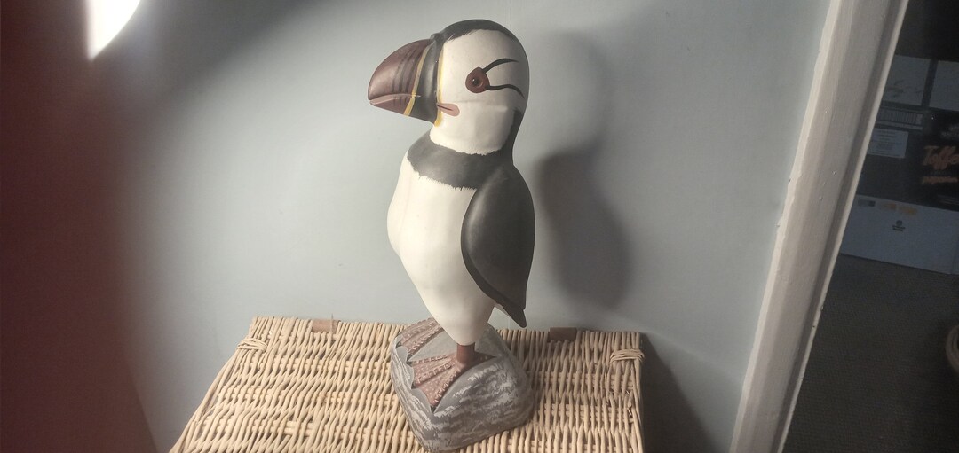 Delightful Life Size Hand Carved Wood Puffin Figure - Etsy
