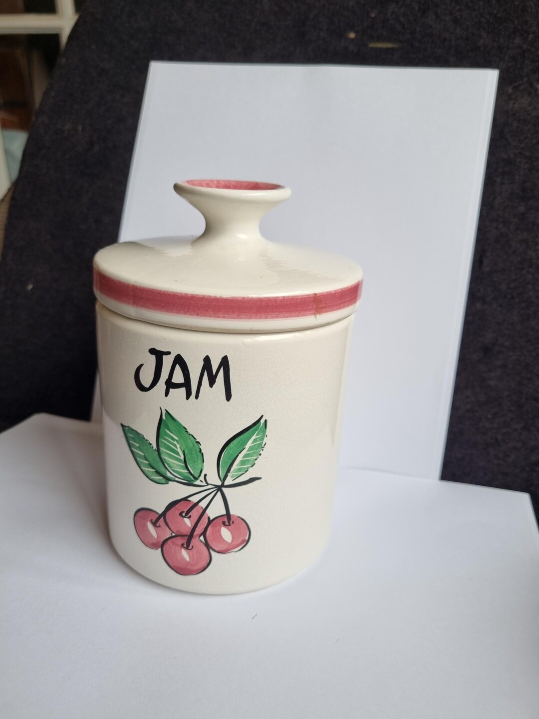 Sweet 1970s Holkham Pottery Jam Pot Holder Morfolk Pottery With Cherry ...