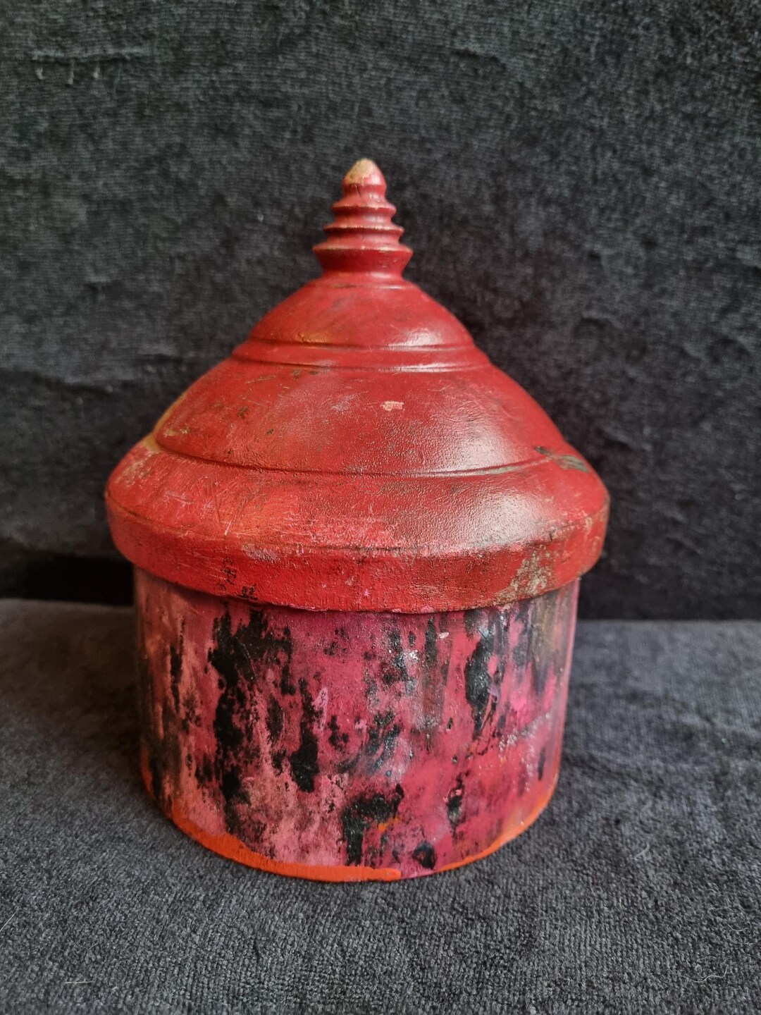 Large Aatma Tikka Container, Vintage Tikka Box, Dark Red Indian Tikka ...