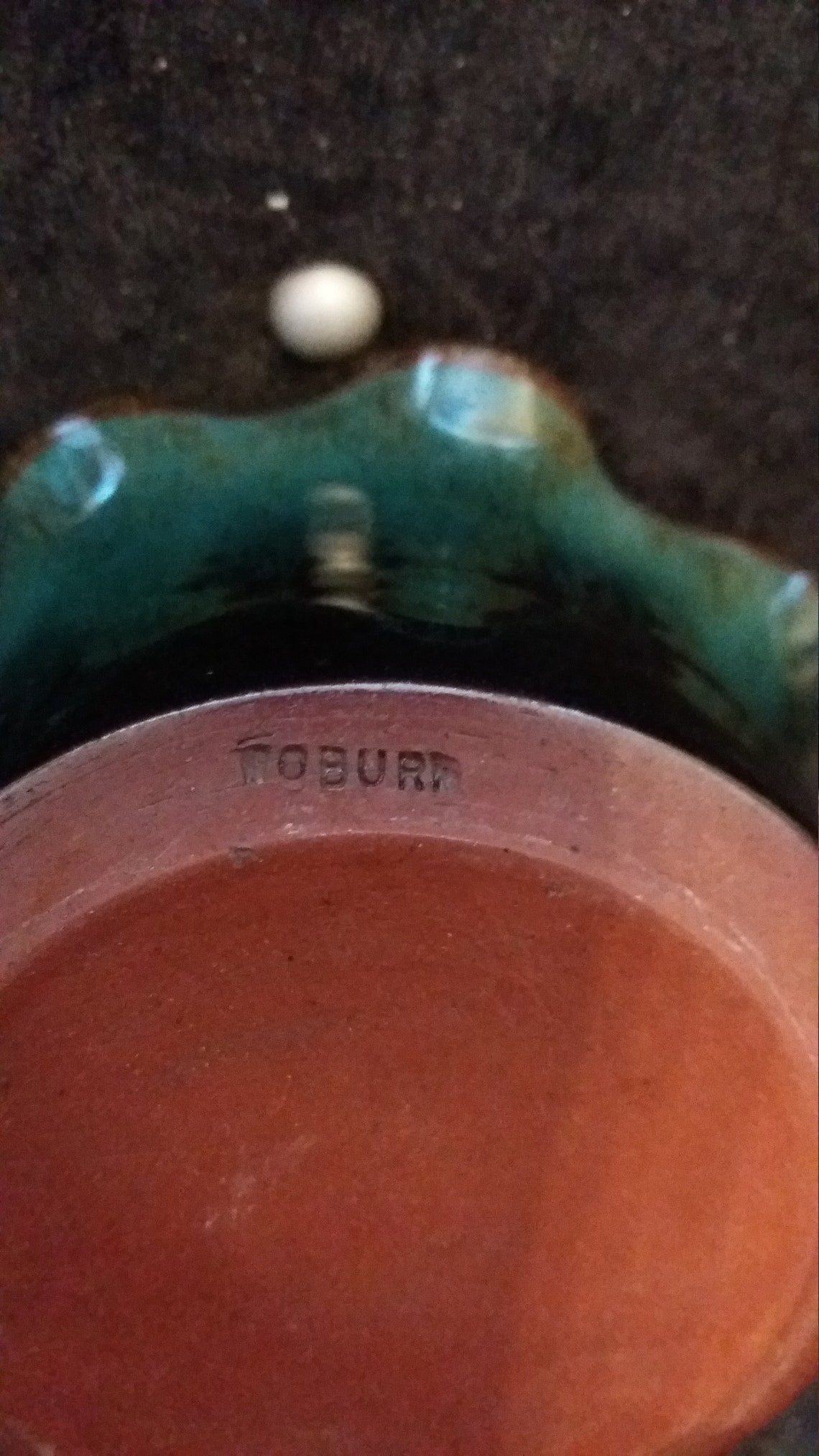 Vintage Woburn Studio Pottery 1970s Ruffle Edged Turquoise and Black ...