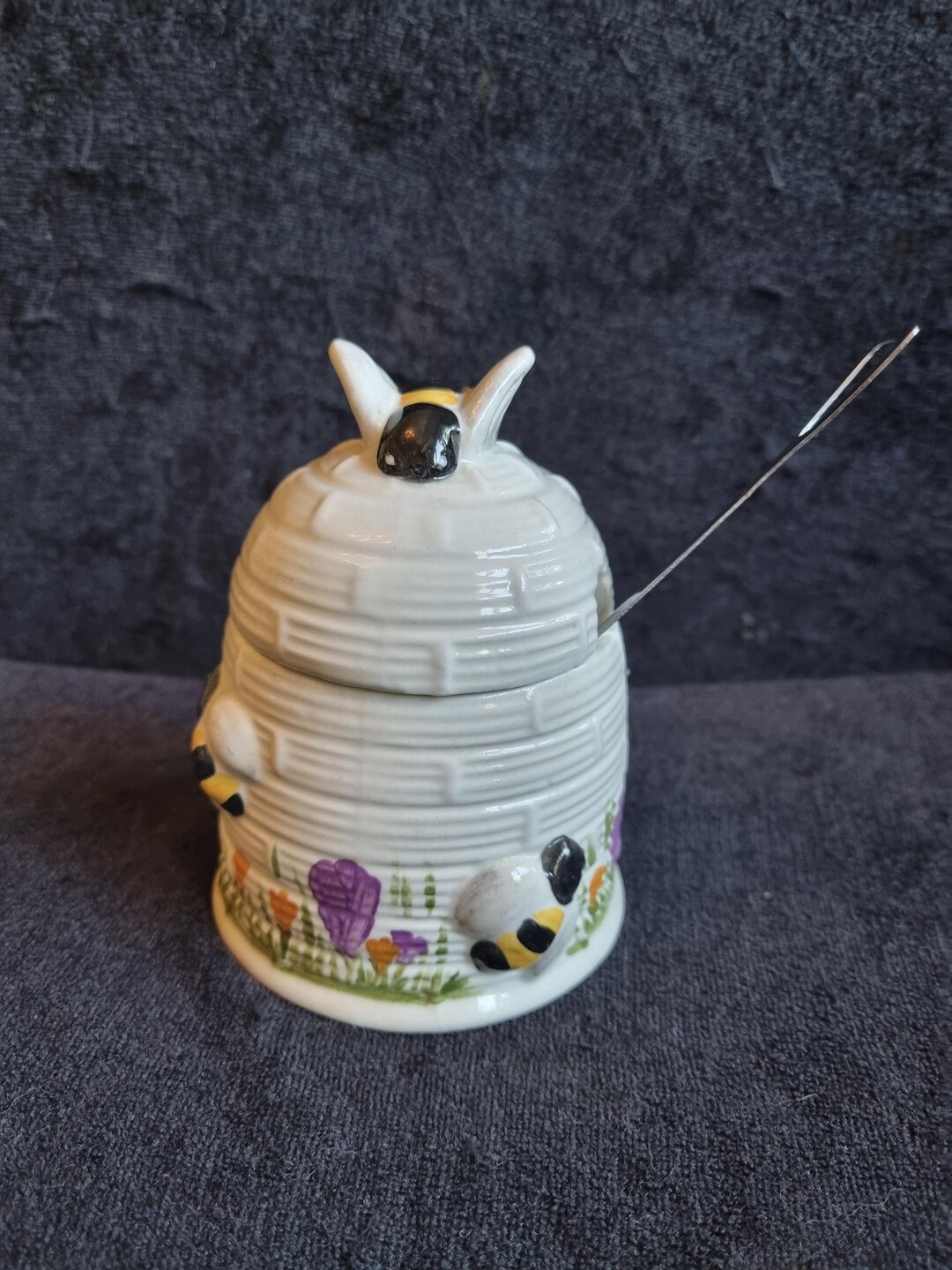 Vintage Acorn Pottery Bee Hive Honey Pot With Replacement Spoon . Sweet ...