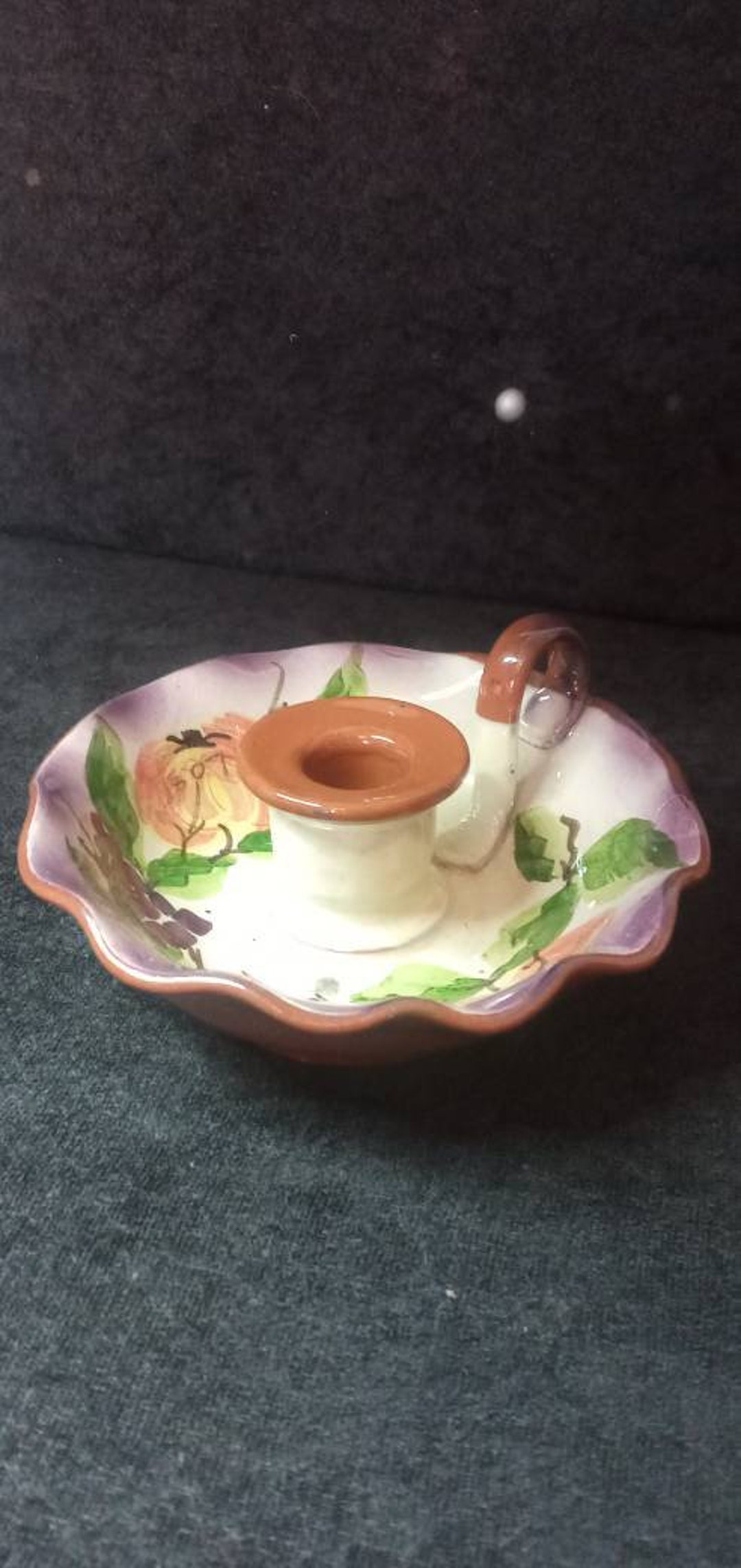 Sweet Royal Torquay Pottery Motto Ware Devon Pottery Chamberstick With ...