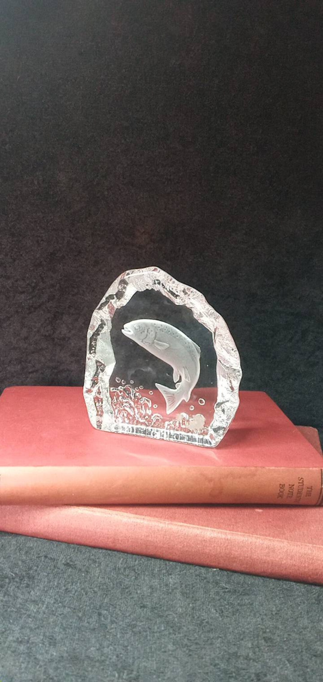 Vintage Swedish Art Glass Leaping Salmon Paperweight by Nybro .designed ...