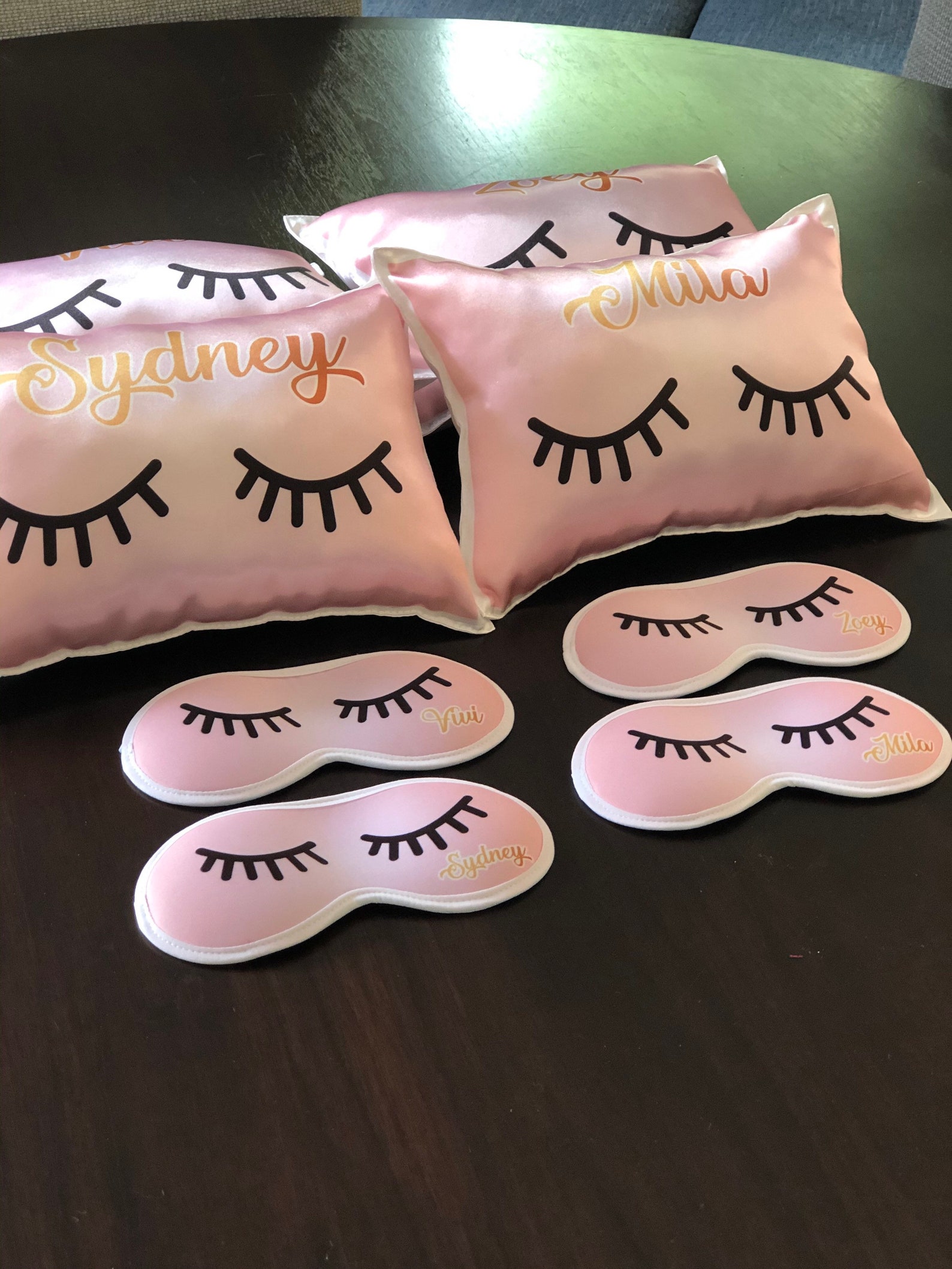 Personalized Pajama Party Kit pillow and Eye Mask Sleepover | Etsy