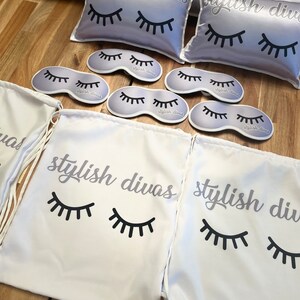 Personalized Pajama Party Kit, Sleeping Mask, Small Pillow, Eyelashes ...