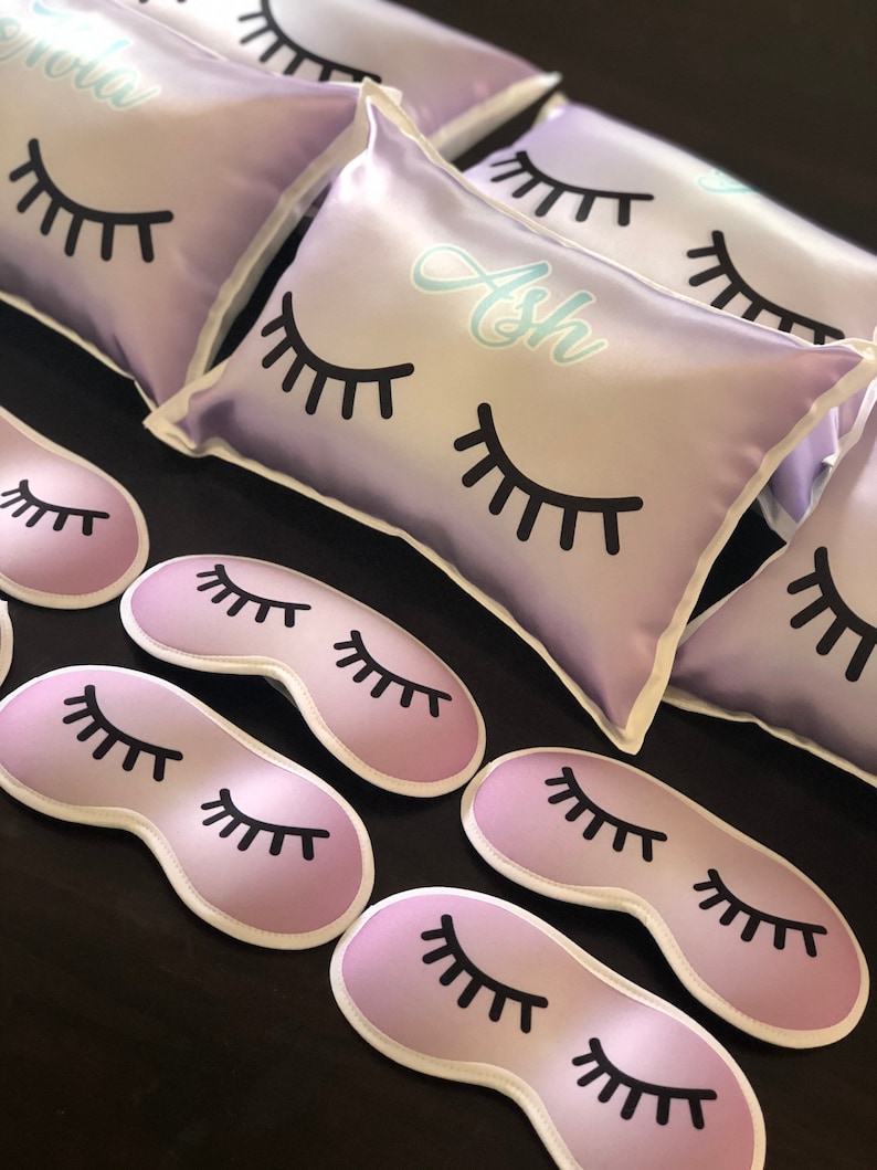 Personalized Pajama Party Kit pillow and Eye Mask Sleepover - Etsy