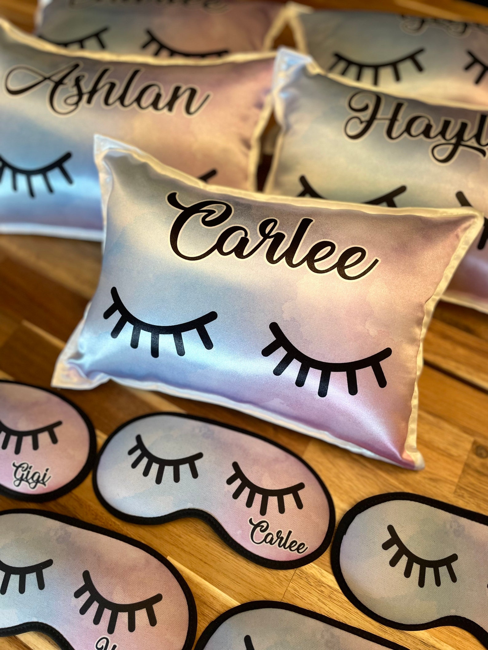 Personalized Pajama Party Kit pillow and Eye Mask Sleepover - Etsy