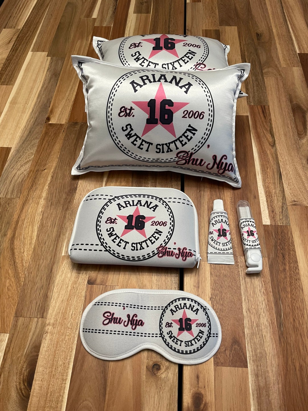 1 Personalized Pajama Party Sweet Sixteen, Sleeping Mask, Small Pillow ...