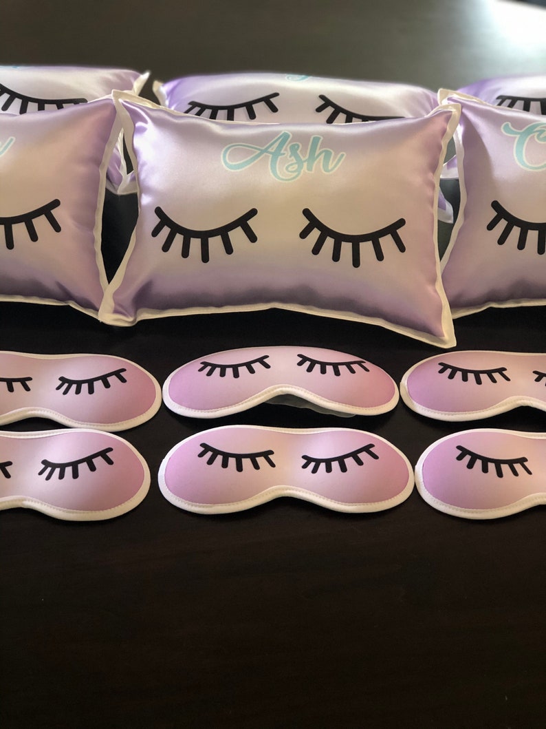 Personalized Pajama Party Kit pillow and Eye Mask Sleepover - Etsy