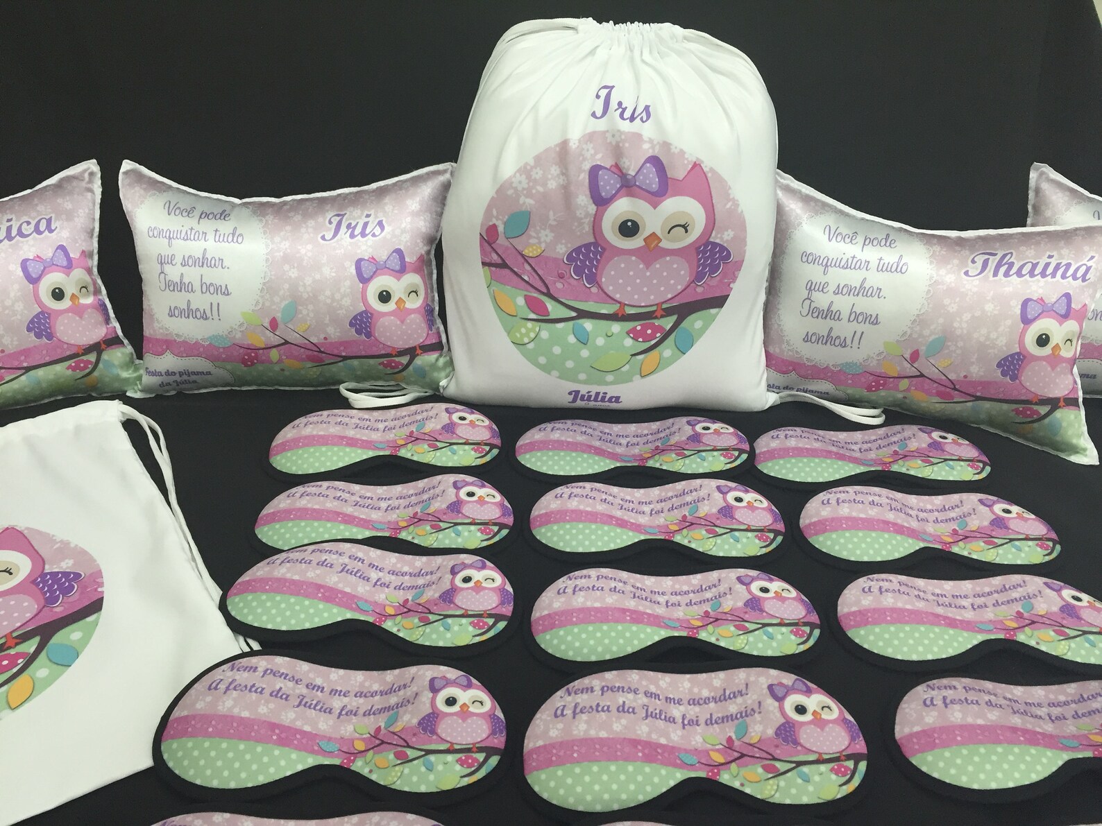 1 Personalized Pajama Party Kit Sleeping Mask Small Pillow - Etsy