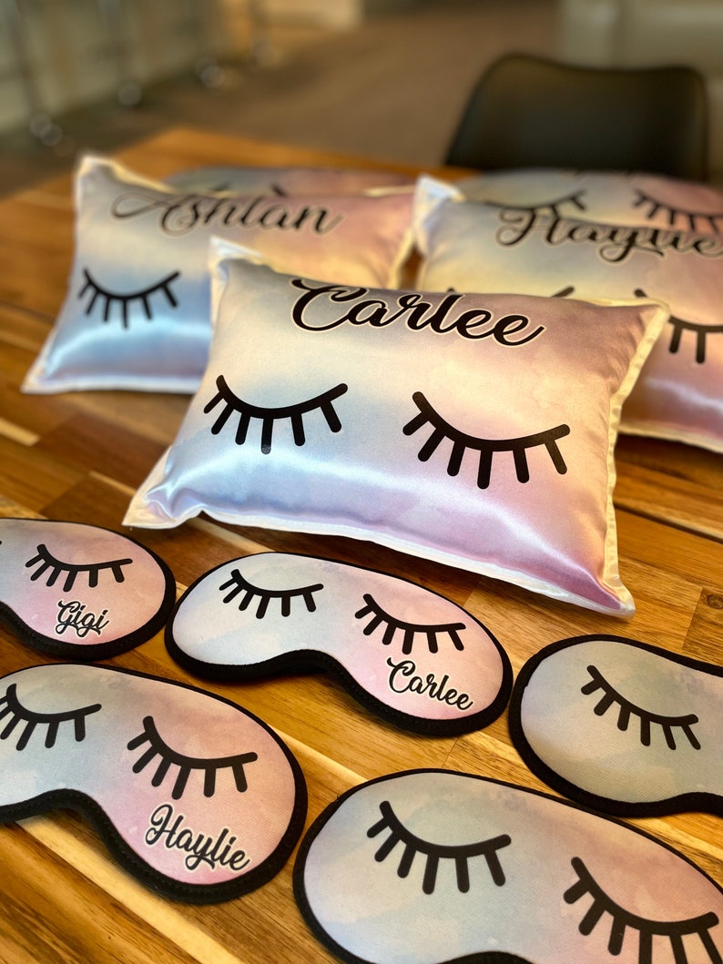 Personalized Pajama Party Kit pillow and Eye Mask Sleepover - Etsy