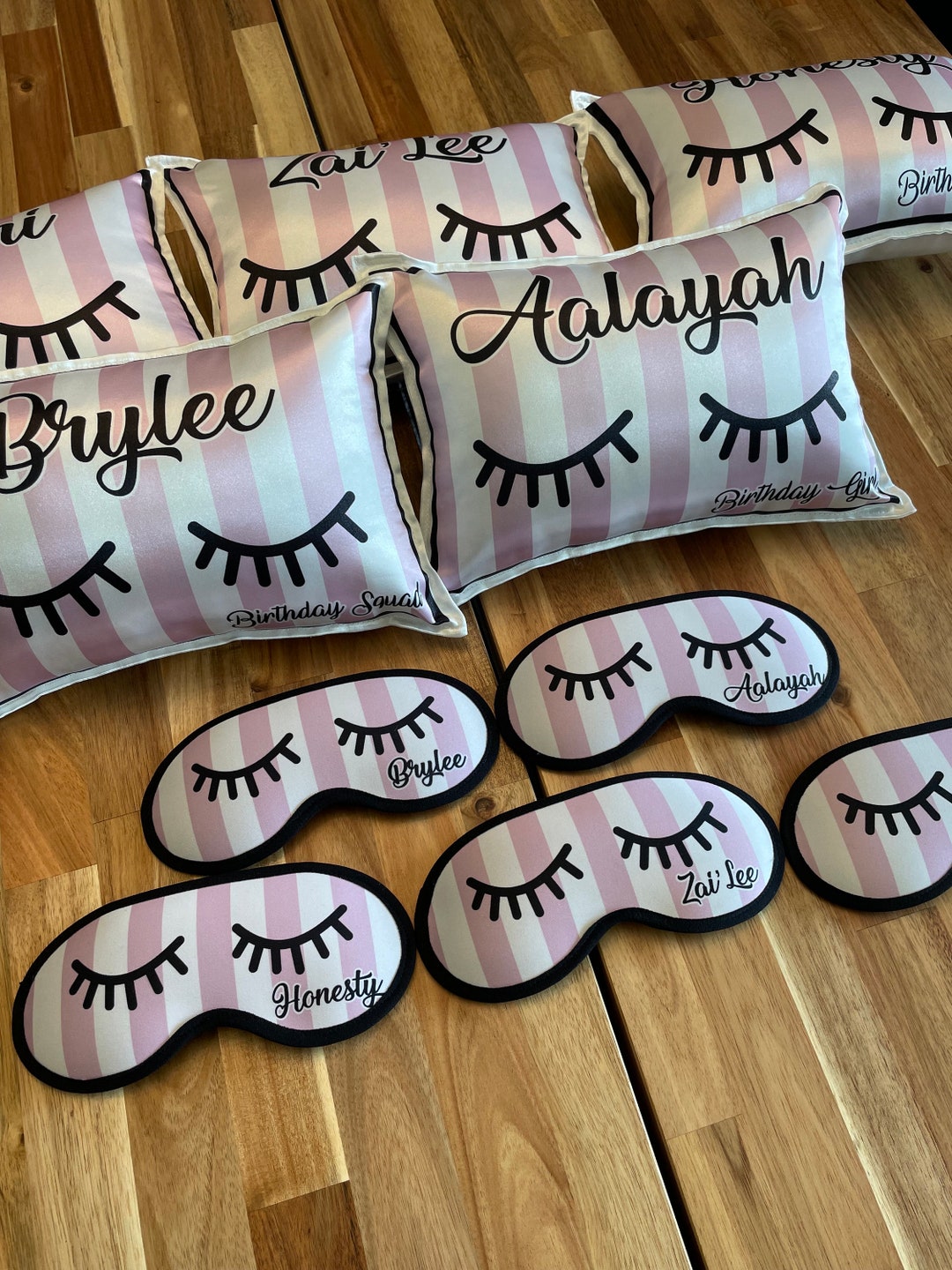 Personalized Pajama Party Kit pillow and Eye Mask, Sleepover Party ...