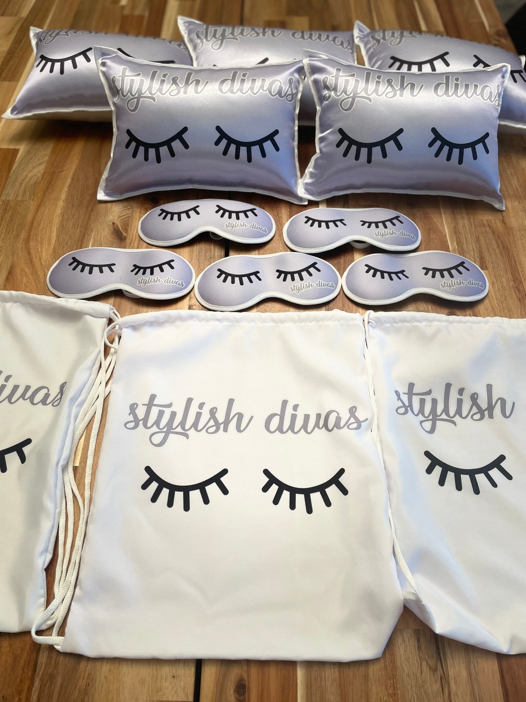 Personalized Pajama Party Kit, Sleeping Mask, Small Pillow, Eyelashes ...