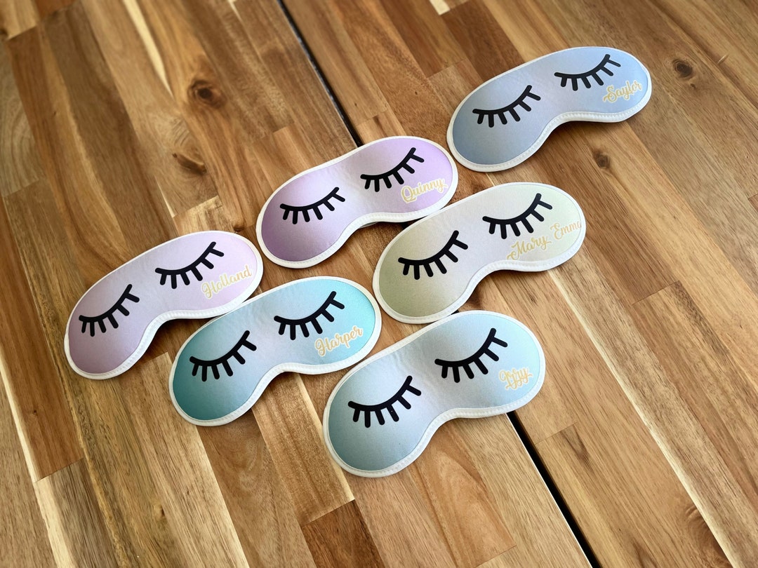 Personalized Eye Mask, Eyelashes Sleepover Rainbow Party, Personalized ...