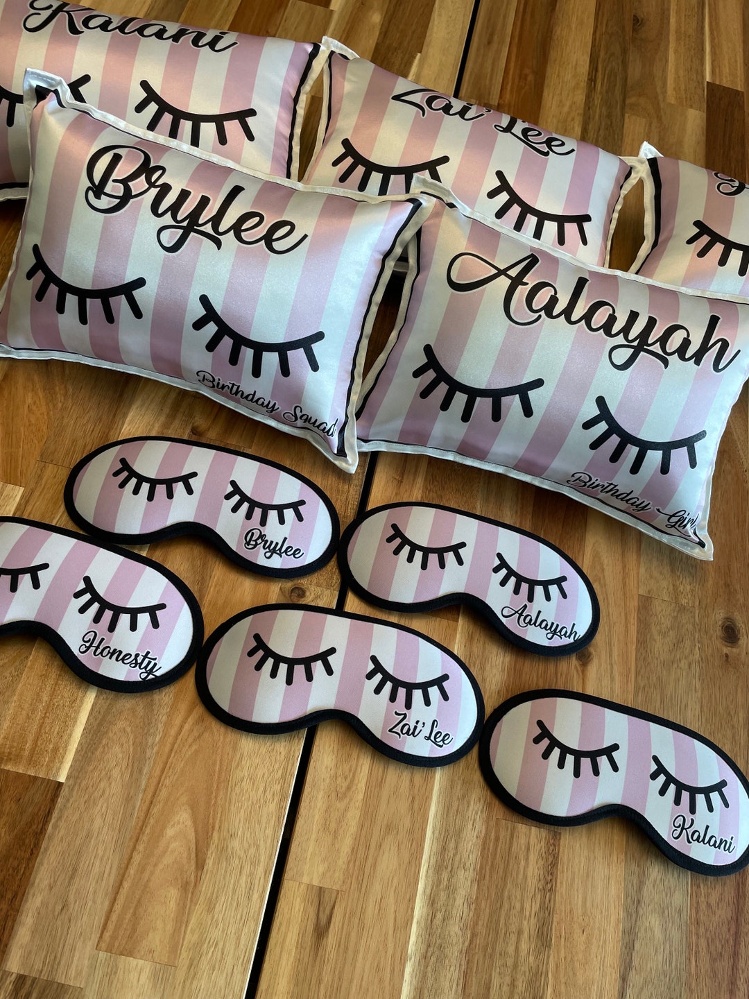 Personalized Pajama Party Kit pillow and Eye Mask, Sleepover Party ...
