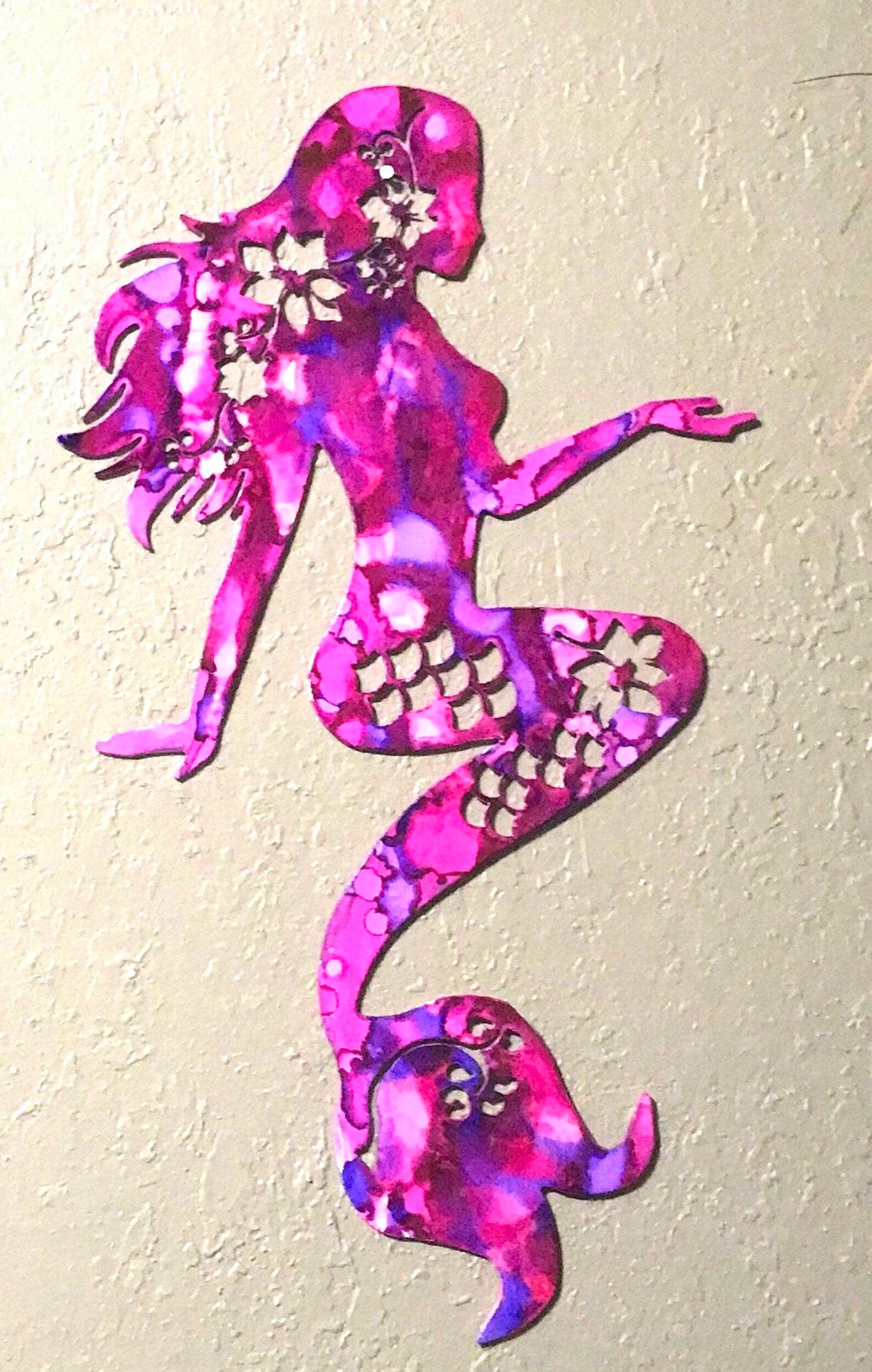 Mermaid Metal Wall Art pink Mermaid Art Mermaid Decor - Etsy