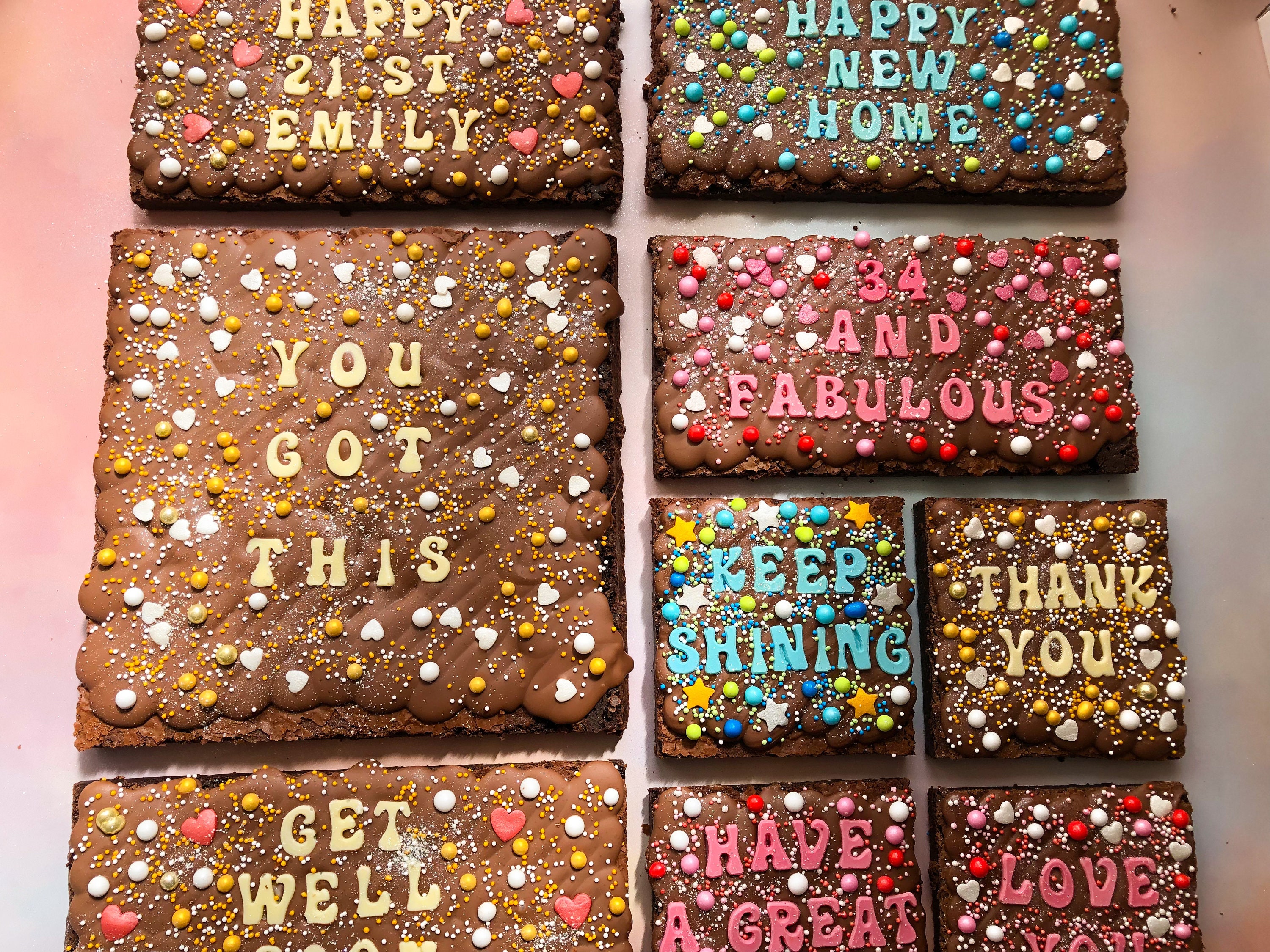 Custom Brownie Slab - Brownie Treat Box - Chocolate Brownie - Sweet ...