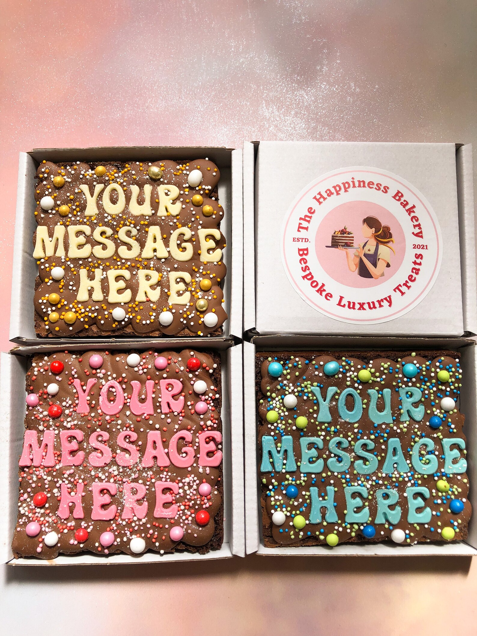 Custom Brownie Slab - Brownie Treat Box - Chocolate Brownie - Sweet ...