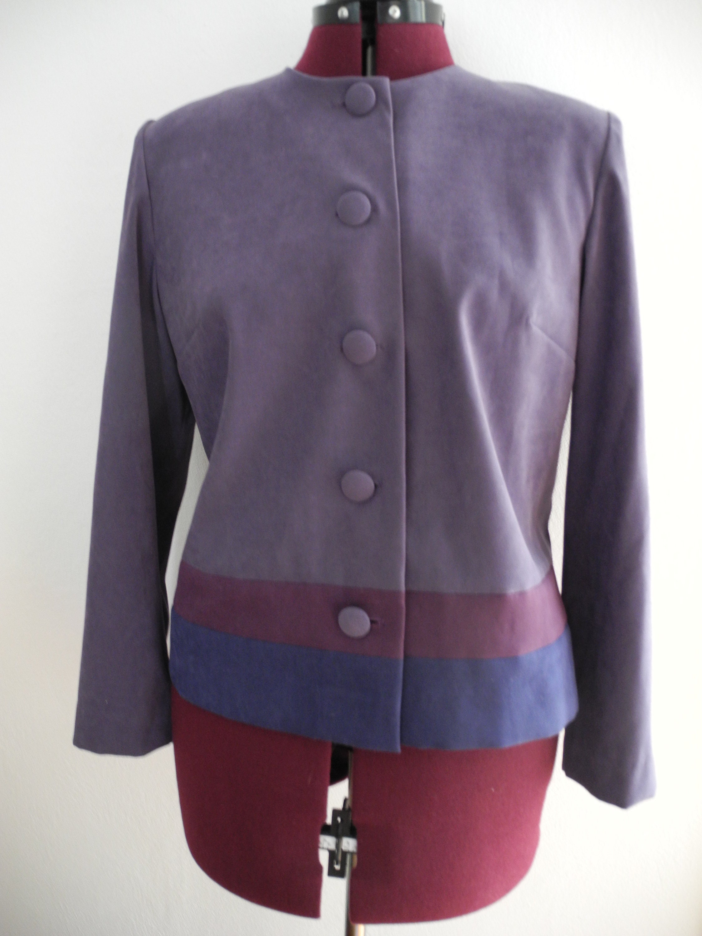 80s Color Block COOL PASTEL PURPLES Boxy Blazer Over-shirt Coat Jacket ...