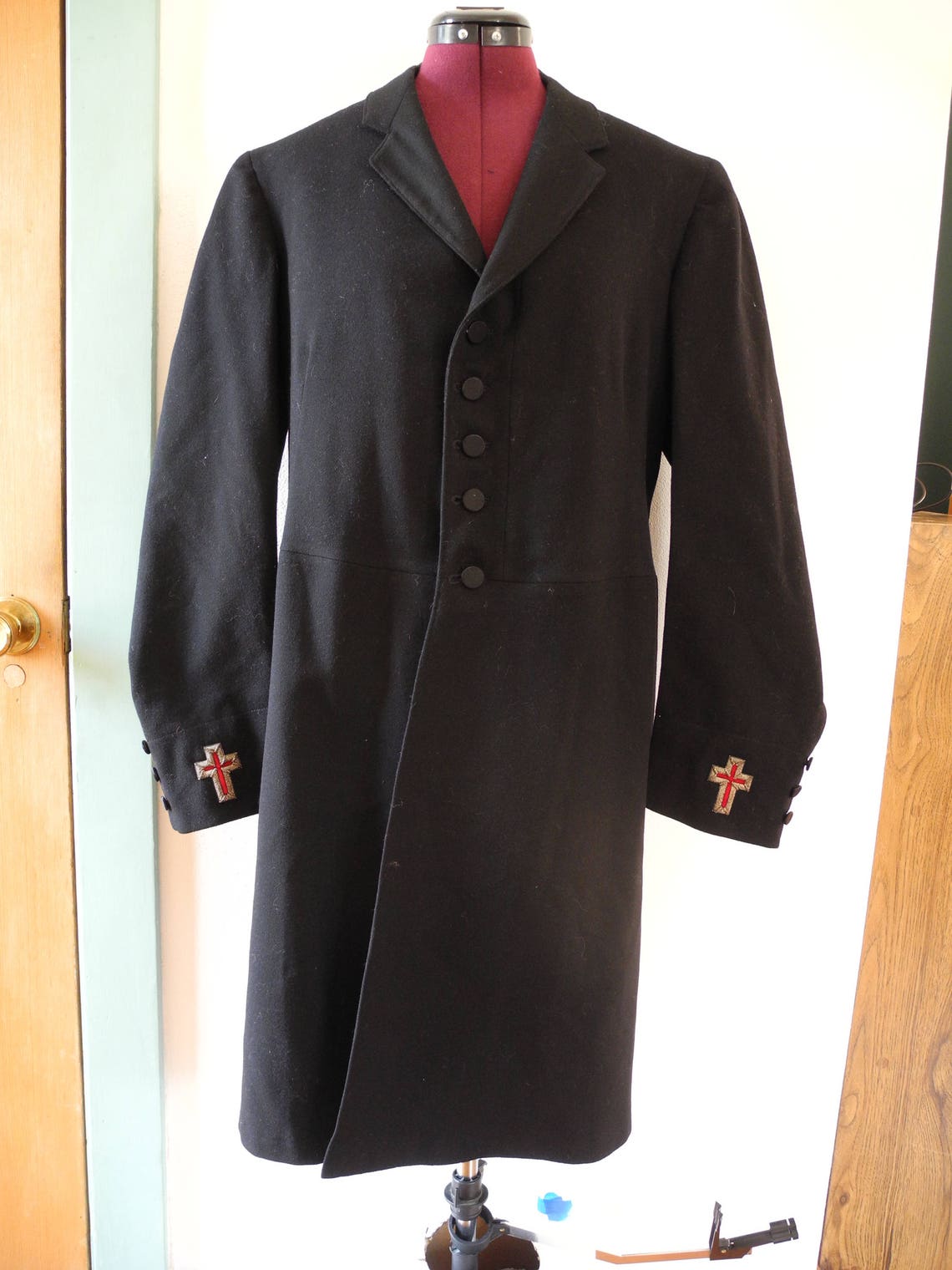 Masonic Men's Wool Coat Knights Templar Bullion Cross Patch Secret ...