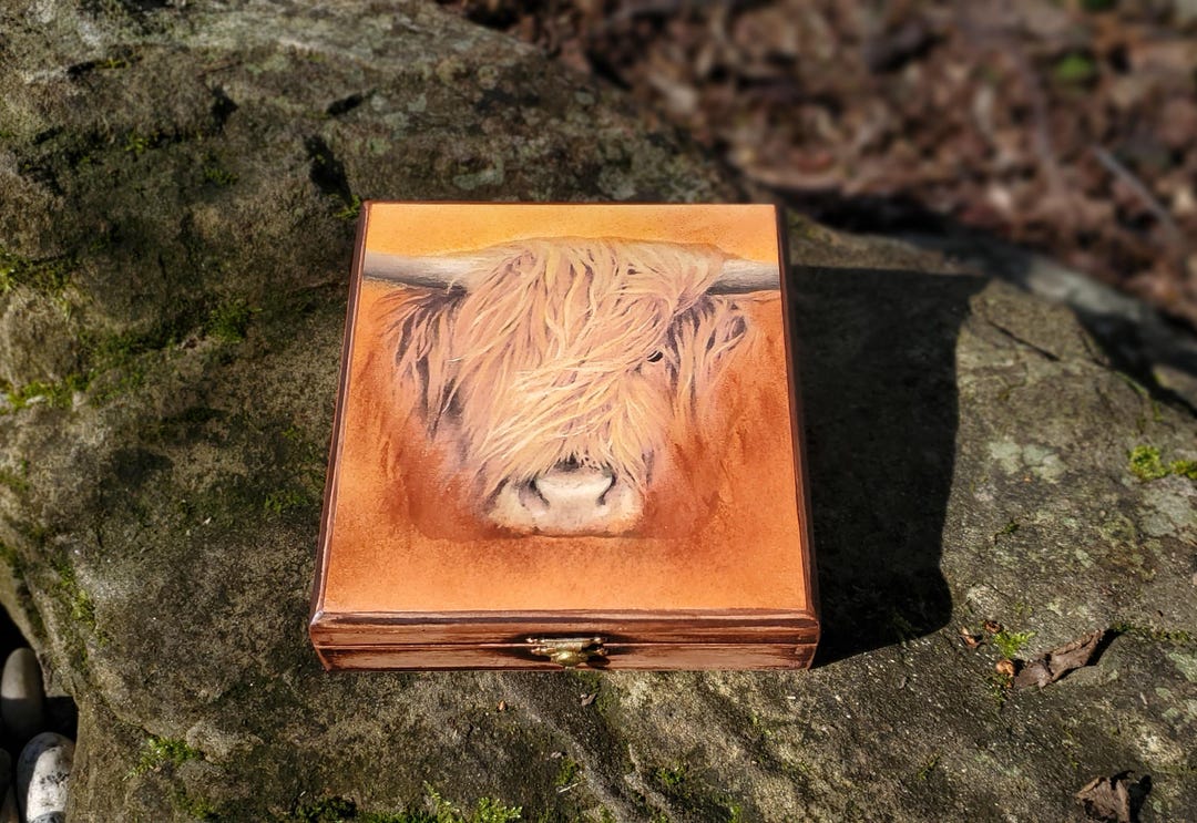 Highland Cow up Up-cycled Cigar Box - Etsy