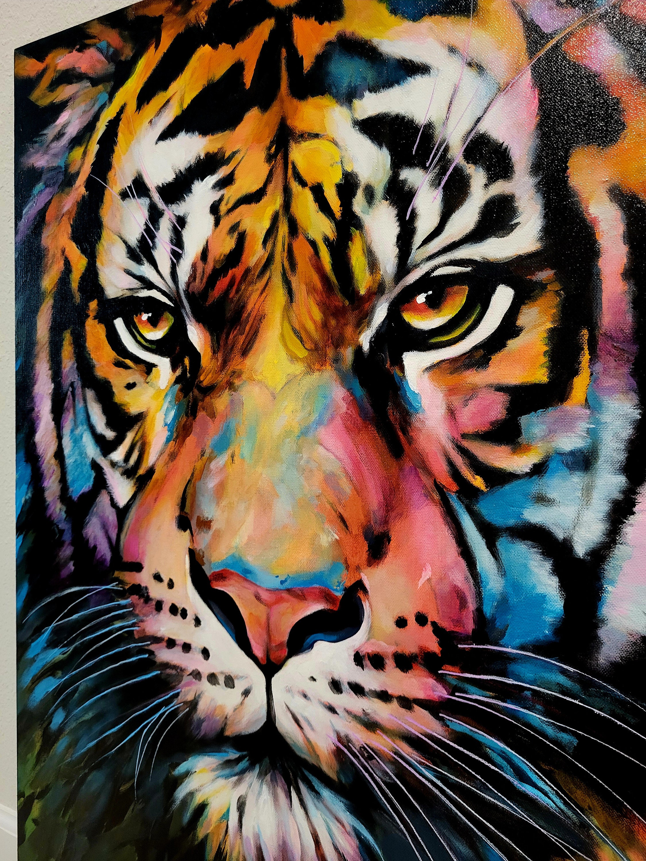 TIGER Wildcat Original Acrylic Painting on Canvas Art by Artist Annely ...