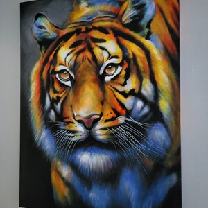 FOCUSED - Tiger 1 Wildcat Animal Original Acrylic Painting on Stretched ...