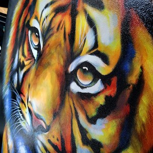 FOCUSED - Tiger 1 Wildcat Animal Original Acrylic Painting on Stretched ...