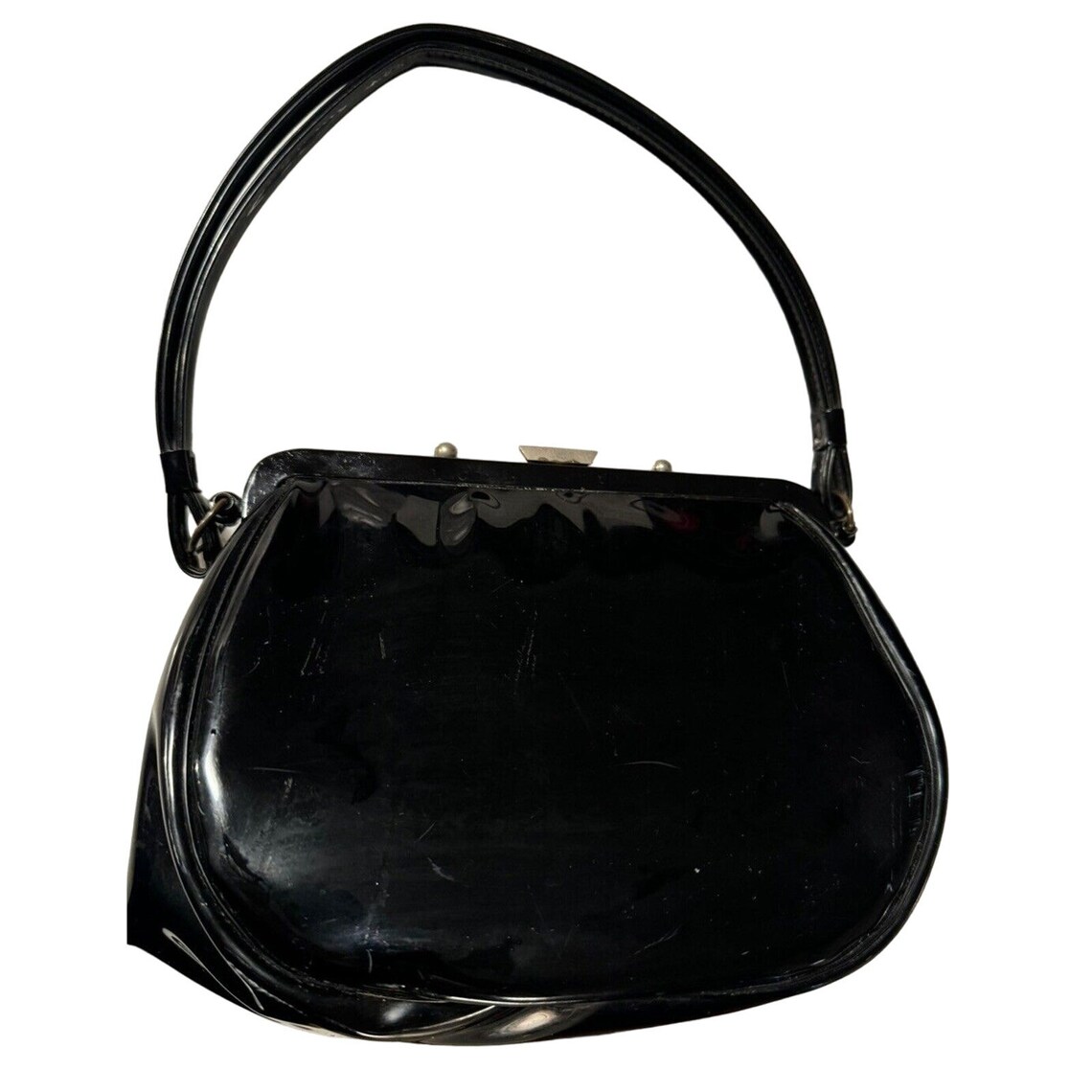Vintage 1950s Black Patent Leather Box Handbag Purse - Etsy