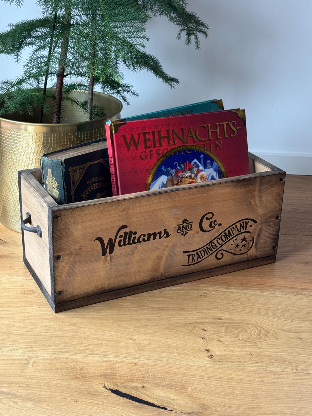 Advent Box, Advent Calendar, Rustic Storage Box With Cast Iron Handles ...