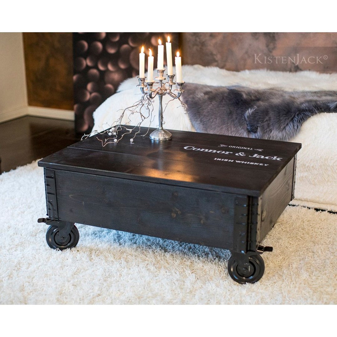 Coffee Table Wooden Box Cargo Box Wooden Chest With Wheels connor - Etsy