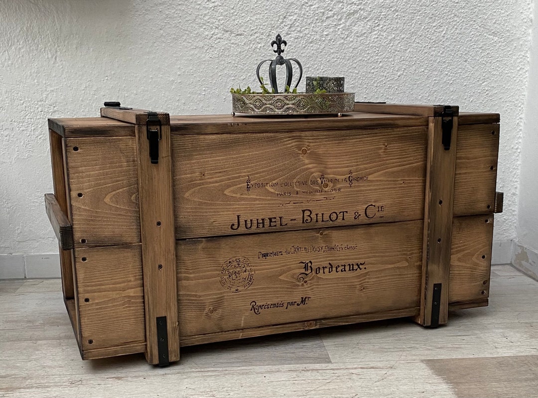 Chest Wooden Box Cargo Box Bench Wine Box Coffee Table "bilot" - Etsy