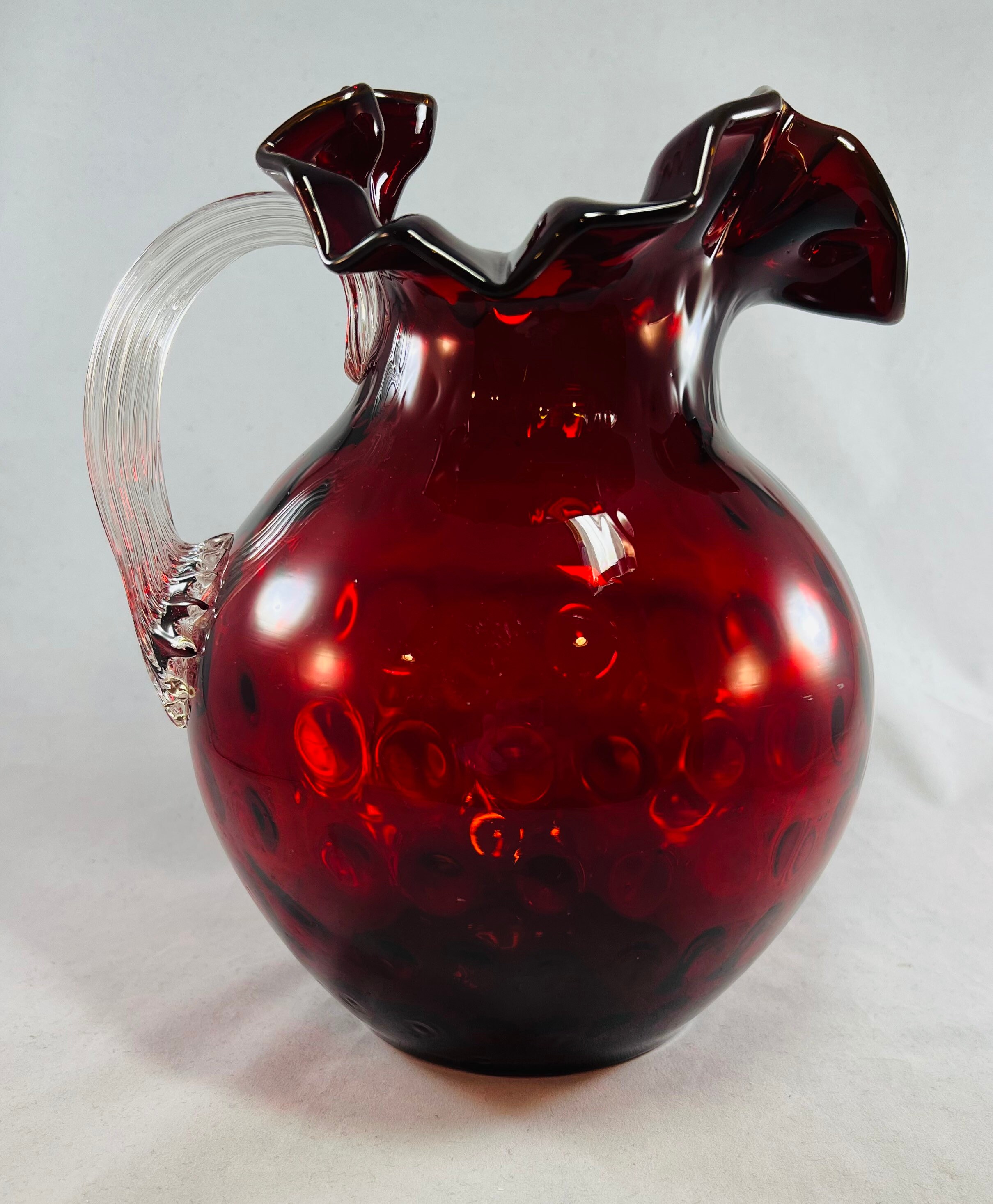 Large Fenton Coin Dot Ruby Overlay 2qt Pitcher - Etsy
