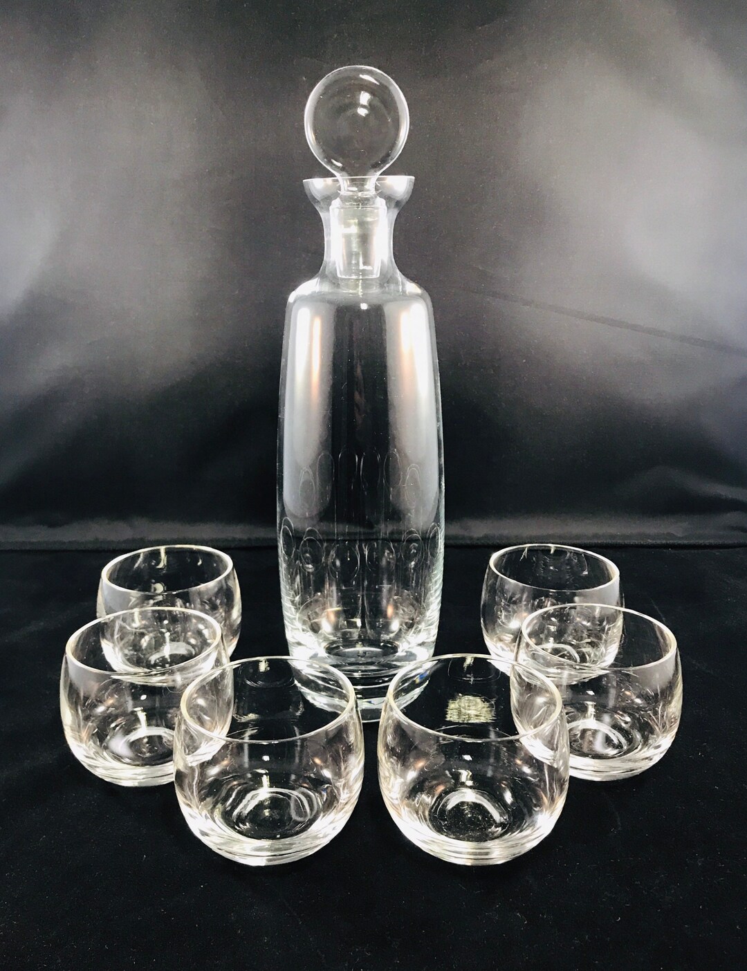 Crystal Decanter and 6 Roly Poly Glass Mod Cordial Set - Etsy
