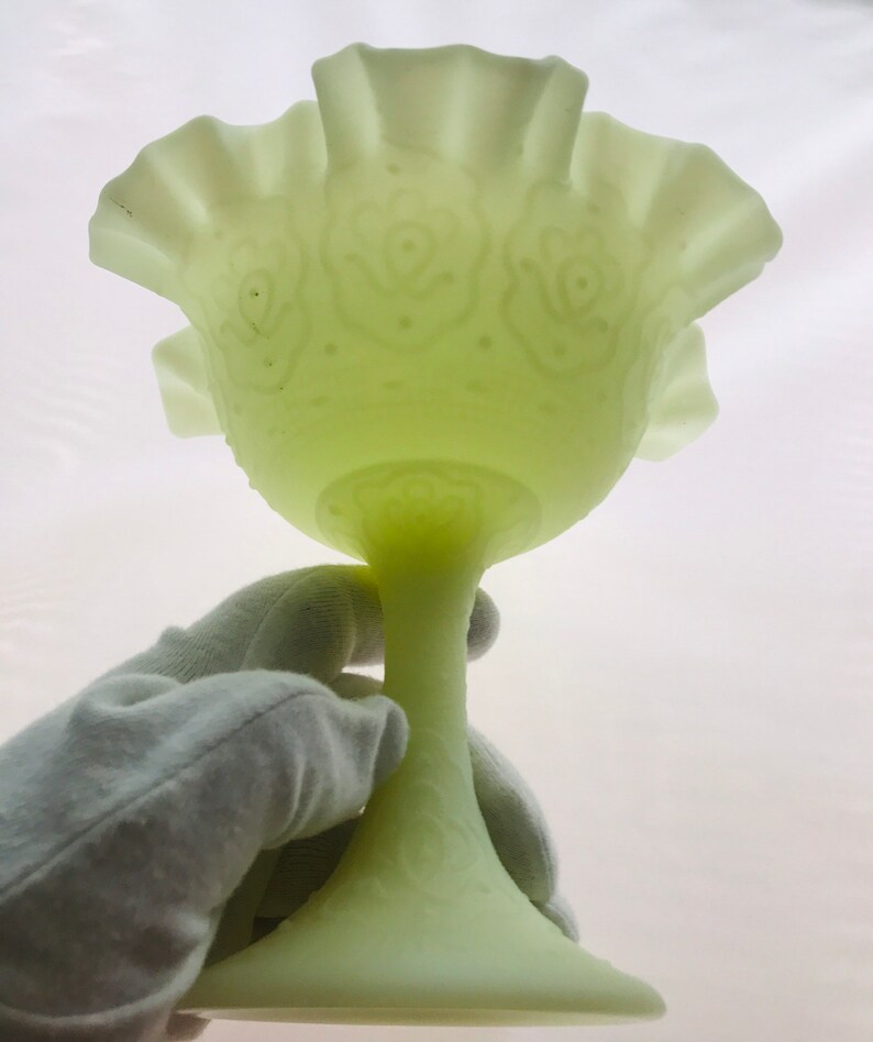 Fenton Custard Satin Uranium Glass Persian Medallion Round - Etsy