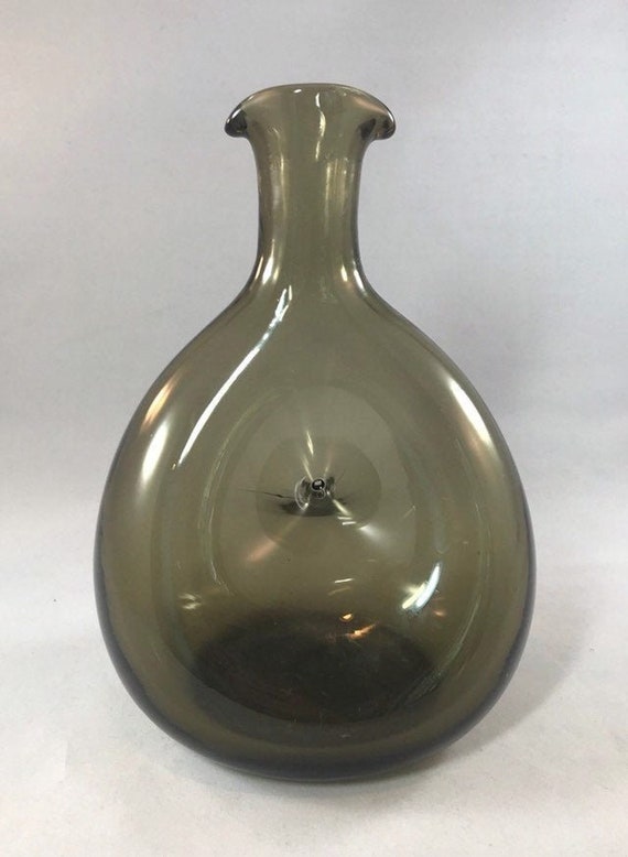 Bischoff Mid Century Smoked Glass Hand Blown Pinched Pitcher | Etsy