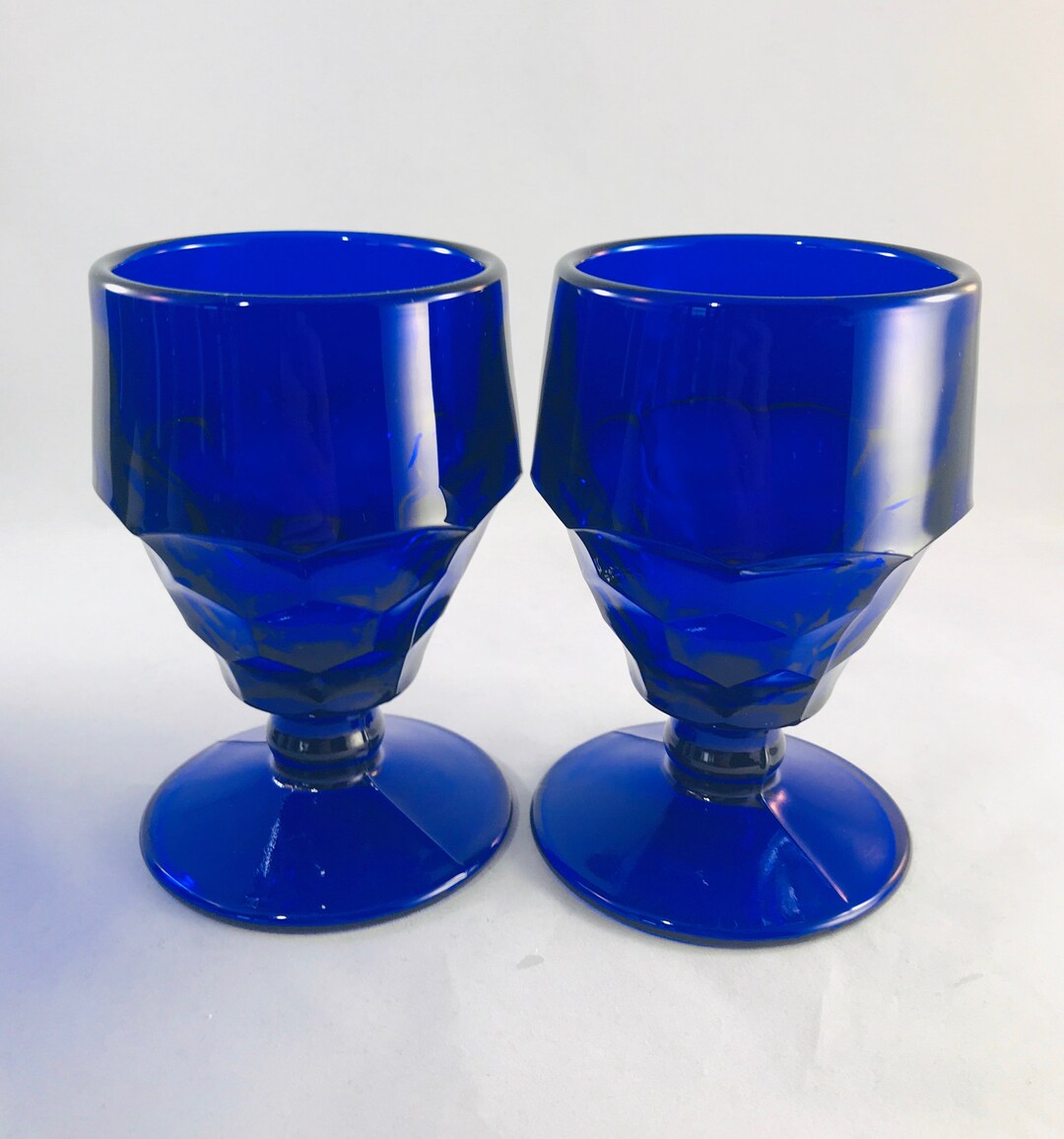 2 Viking Georgian Cobalt Blue Low Water Goblets - Etsy
