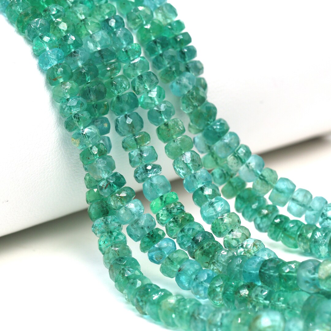 Green Emerald 4mm 6mm Hand Faceted Rondelles Faceted Rondelles 16 Bead ...