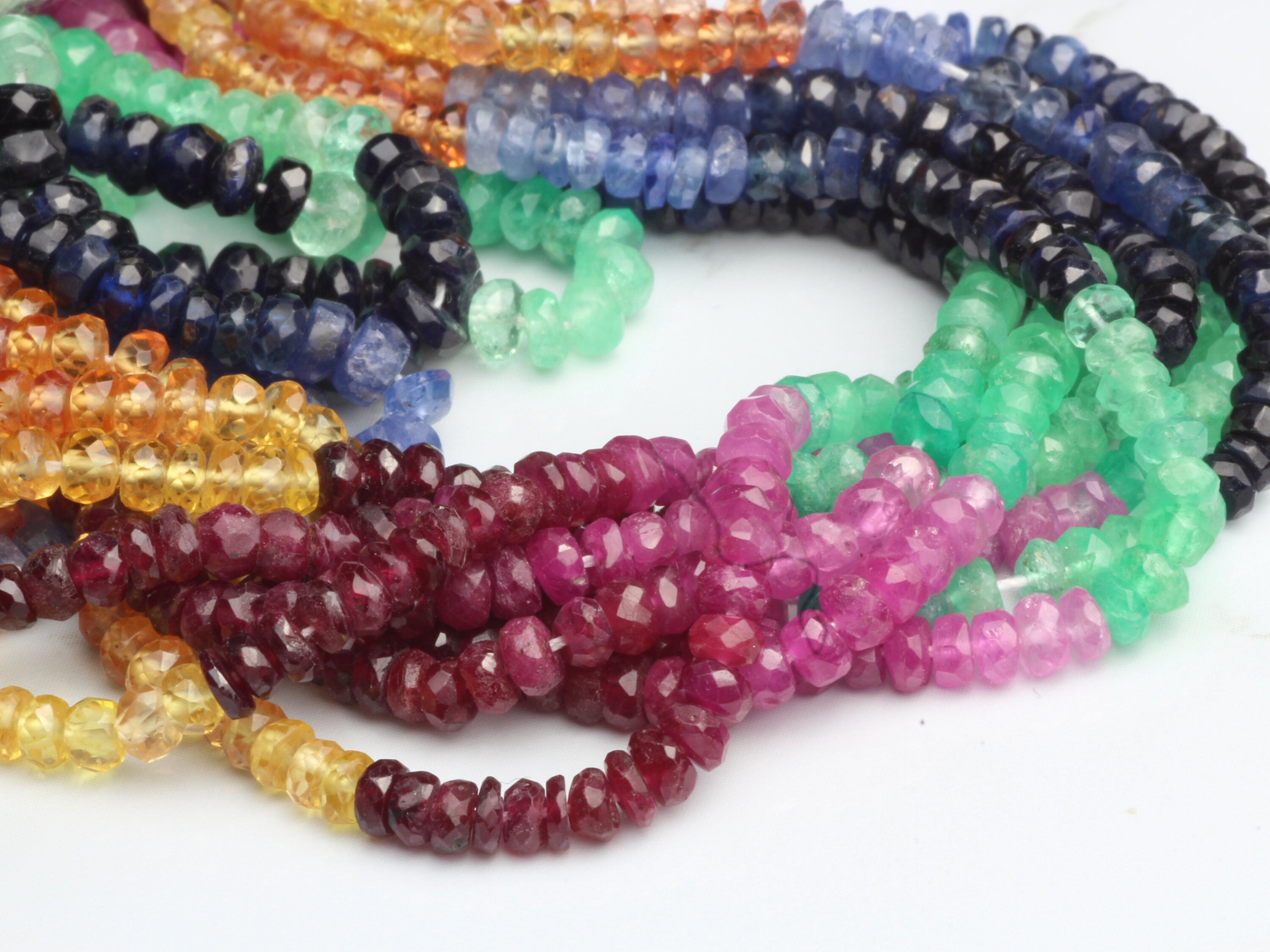 Rainbow Multi Ruby Emerald and Sapphire 2.5mm 3.5mm - Etsy