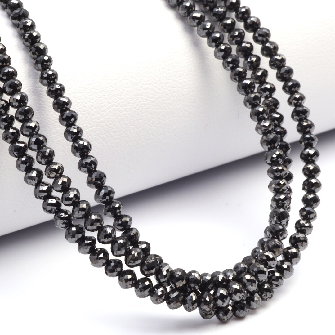 Black Diamond 3mm 3.5mm Hand Faceted Rondelles 16 Bead Strand - Etsy