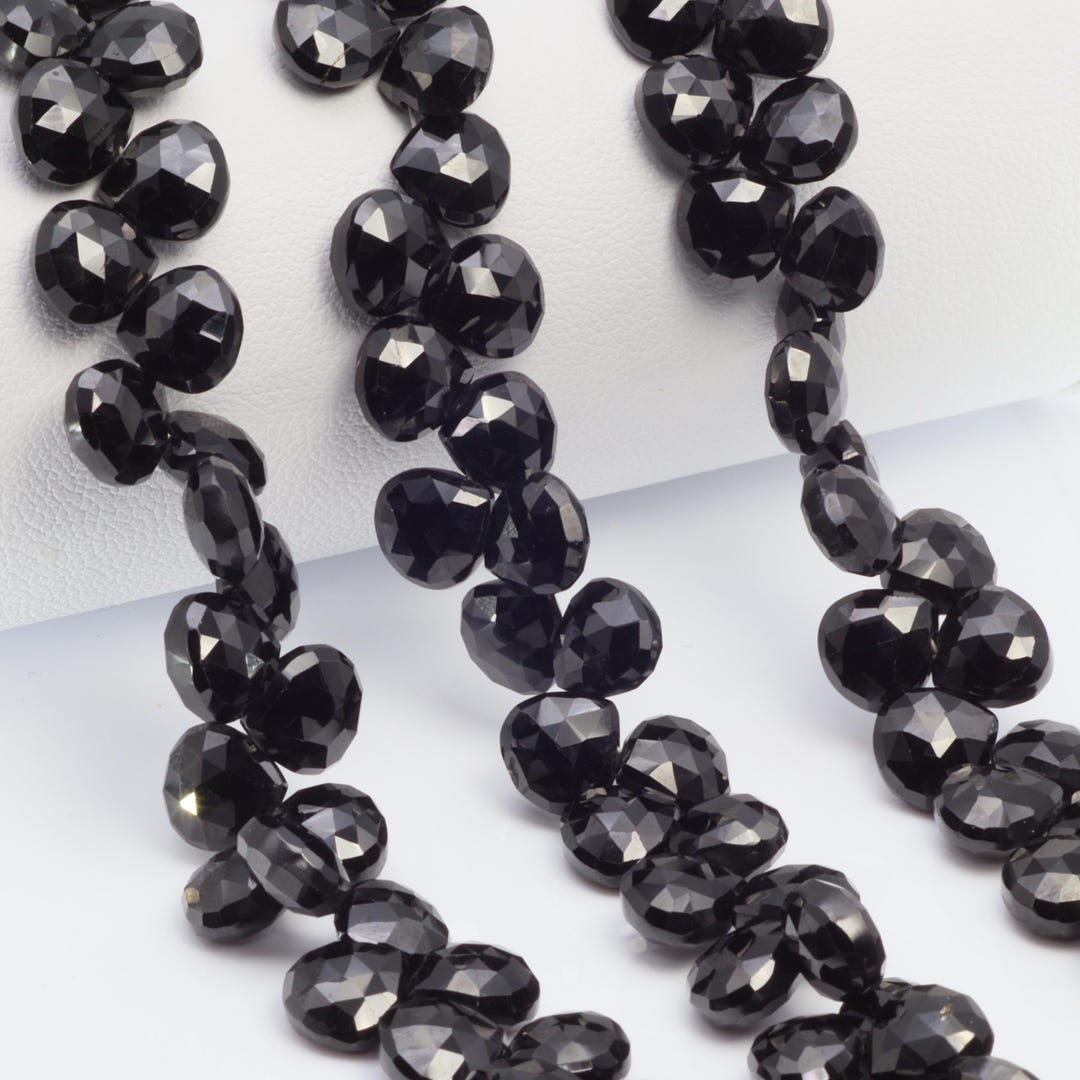 Black Spinel 8mm Faceted Heart Shaped Briolettes Bead Strand - Etsy