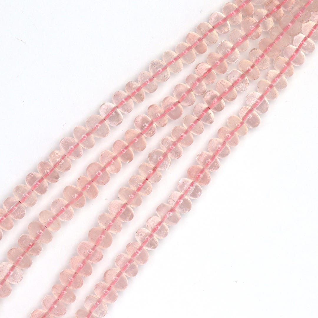 Pink Rose Quartz 6mm - 8mm Smooth Rondelles Bead Strand - Etsy