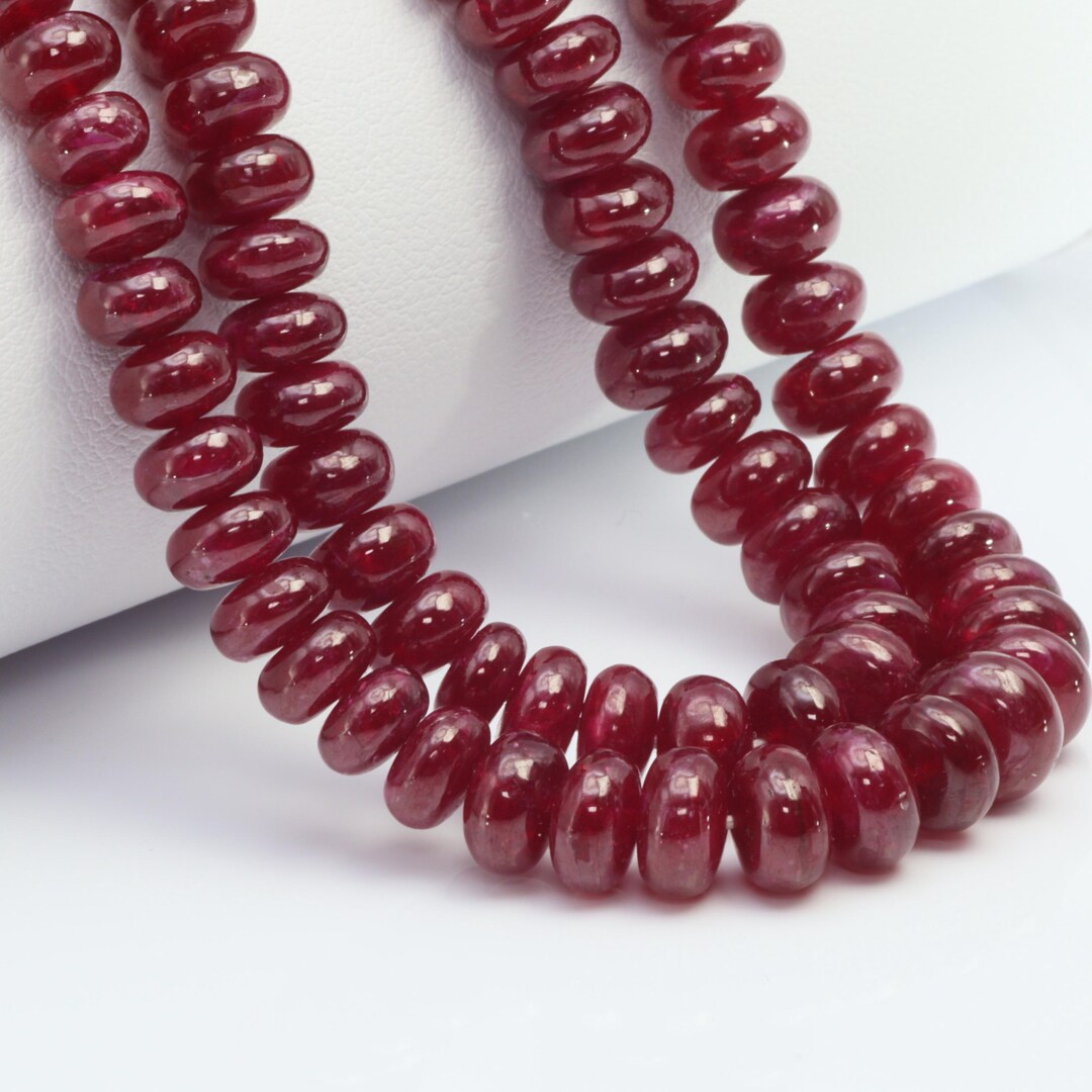 Red Ruby 4mm 8mm Smooth Rondelles 4 Strand Bead Necklace - Etsy