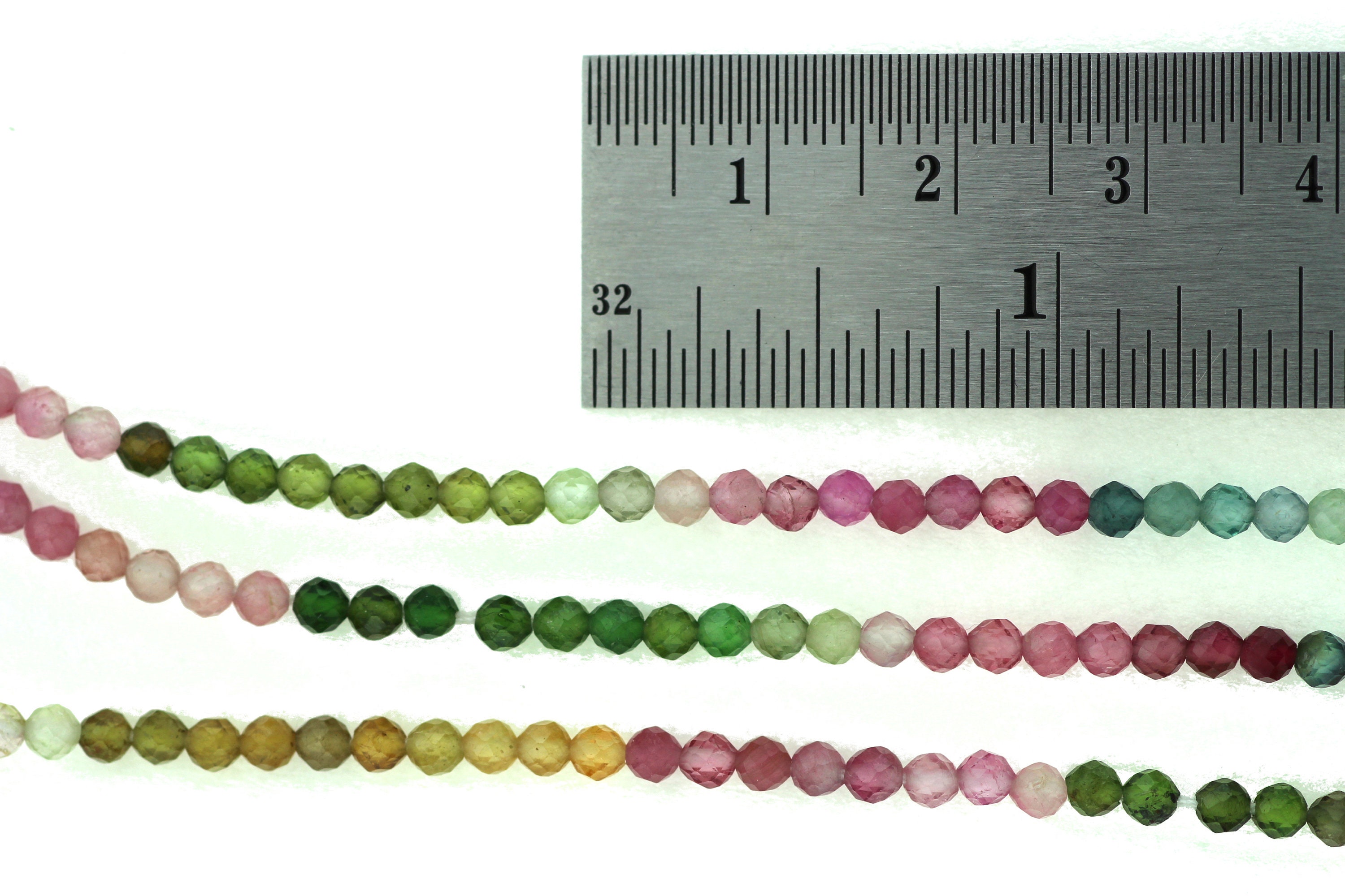 Watermelon Tourmaline 3mm Faceted Rounds 13 Bead Strand | Etsy