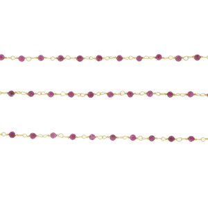 Red Ruby 2.5mm Faceted Rounds Rosary Chain Sterling Silver - Etsy