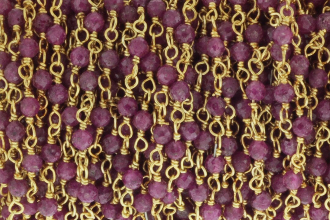 Red Ruby 2.5mm Faceted Rounds Rosary Chain Sterling Silver - Etsy