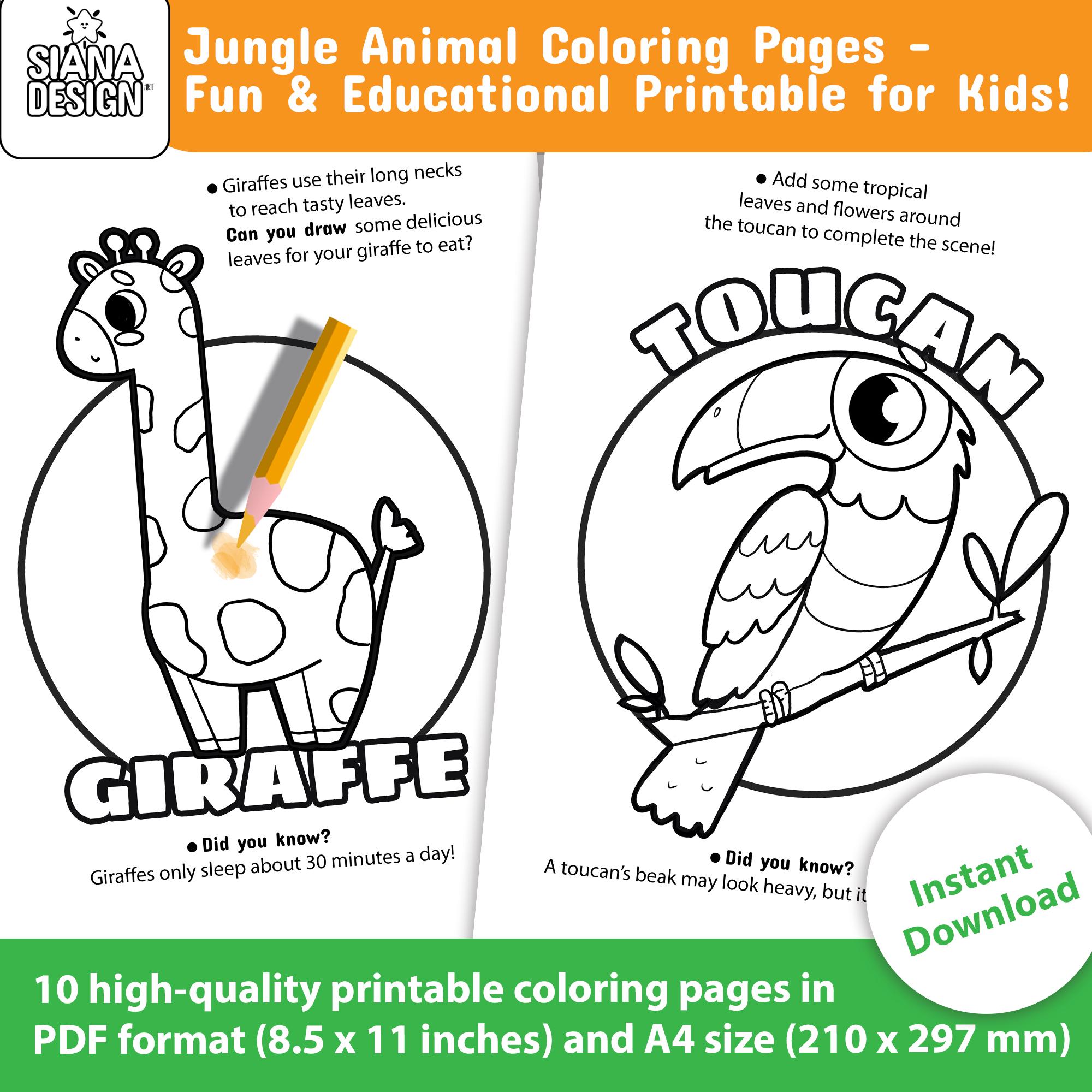 Jungle Animal Coloring Pages – Fun & Educational Printable for Kids ...