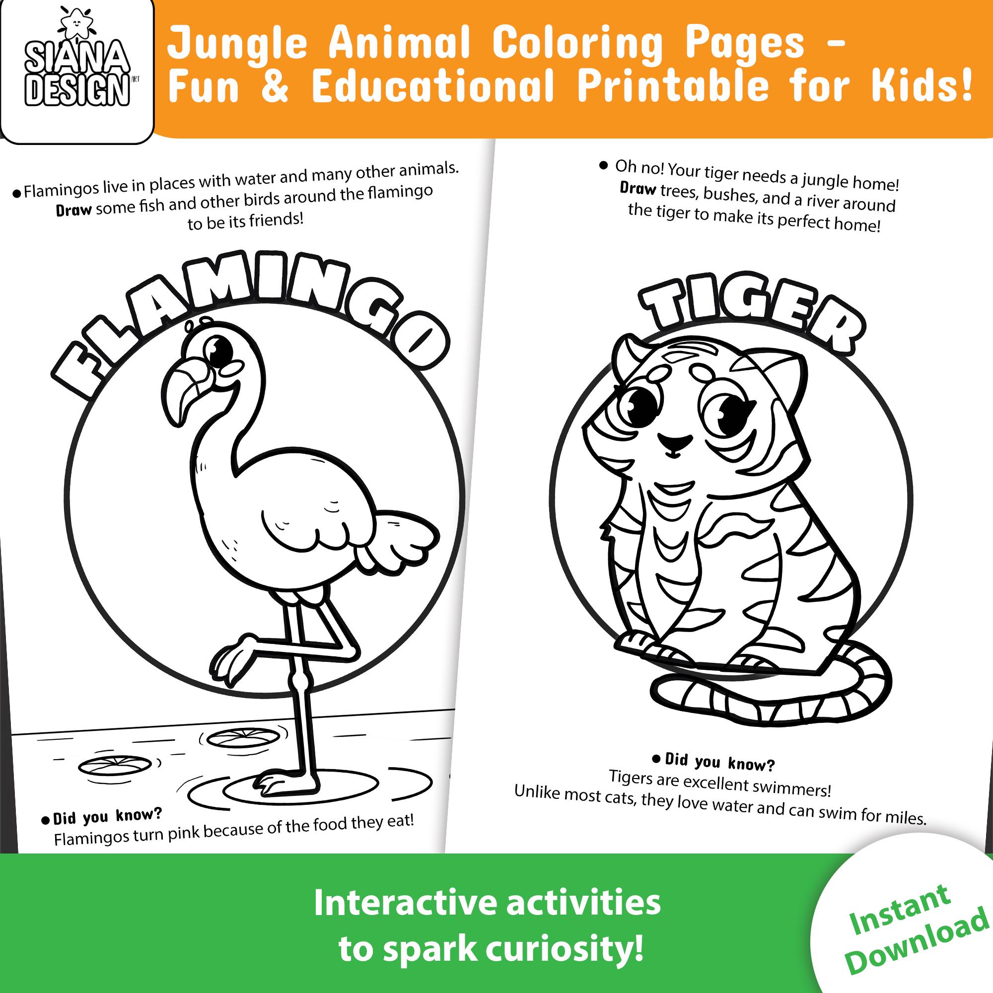 Jungle Animal Coloring Pages – Fun & Educational Printable for Kids ...